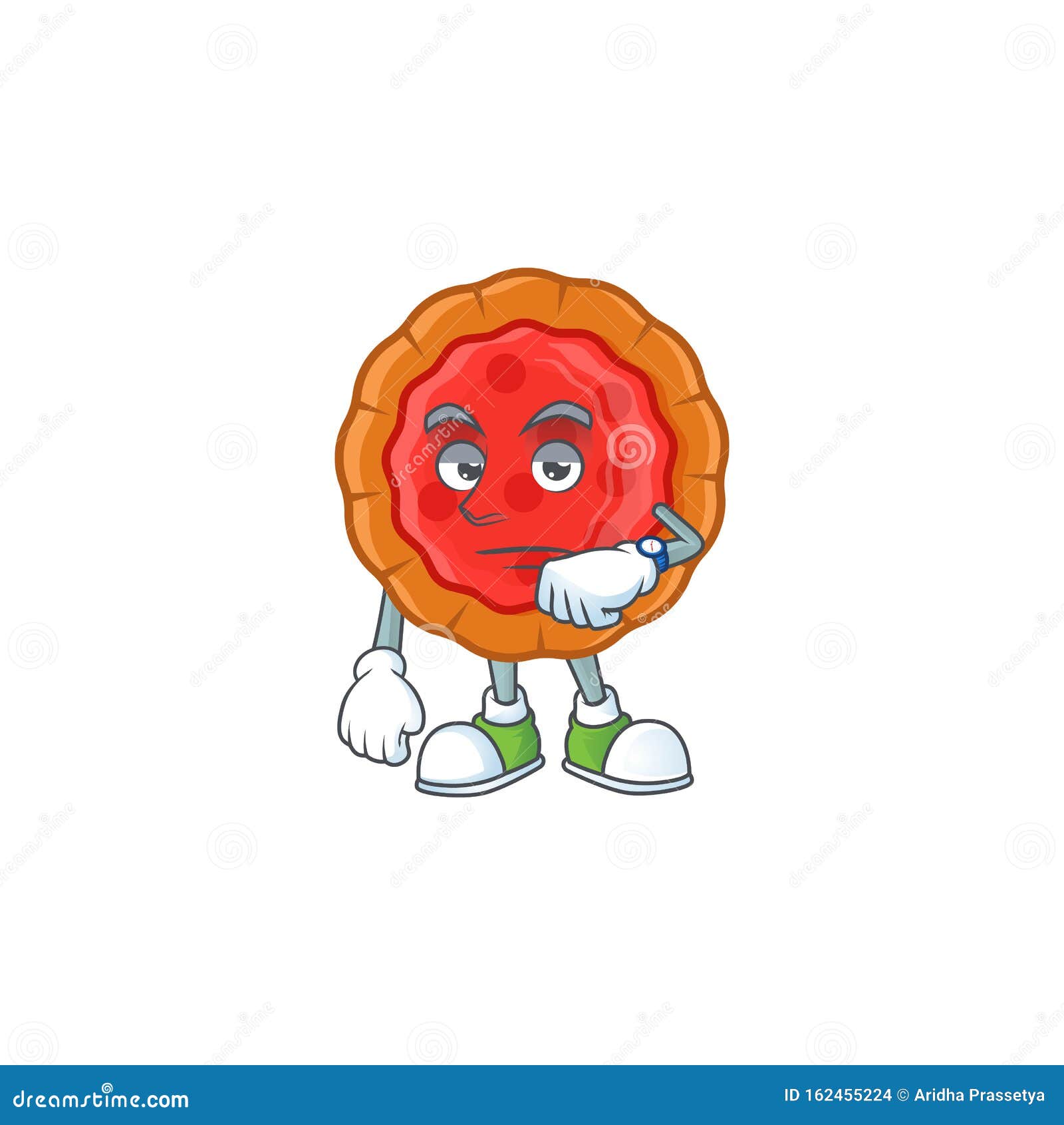 Waiting Cherry Pie Cartoon Character with Mascot Stock Vector ...