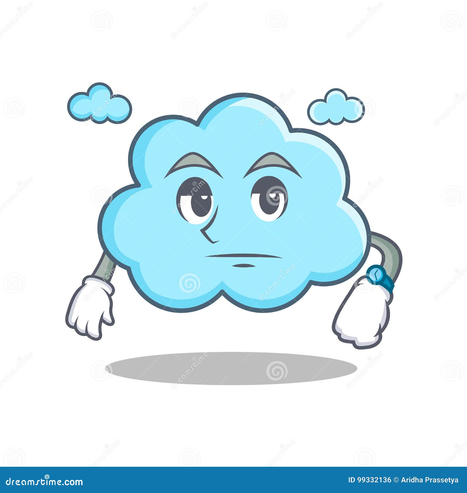 Waiting Cute Cloud Character Cartoon Stock Vector - Illustration of ...