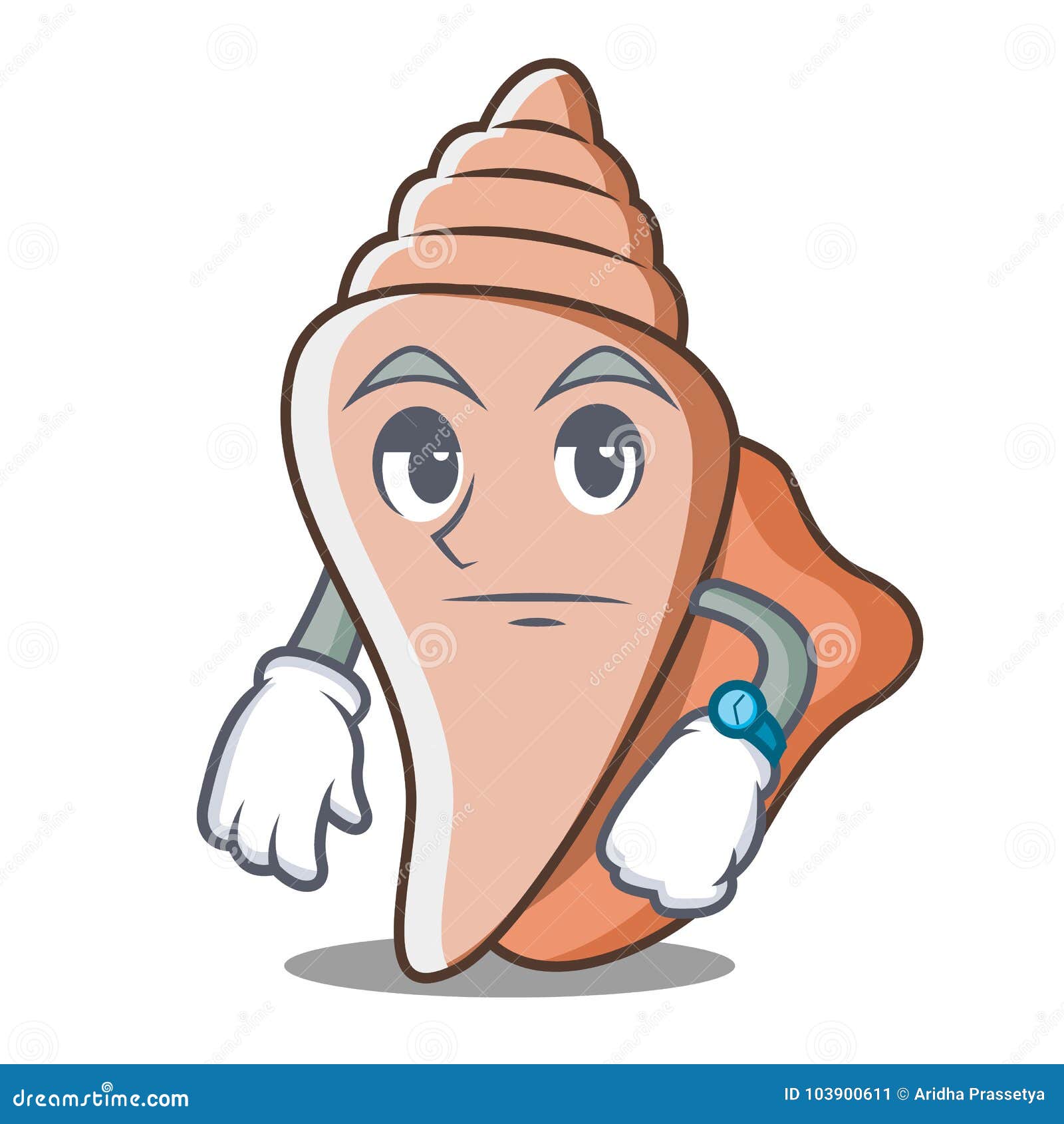 Waiting Cute Shell Character Cartoon Stock Vector - Illustration of ...