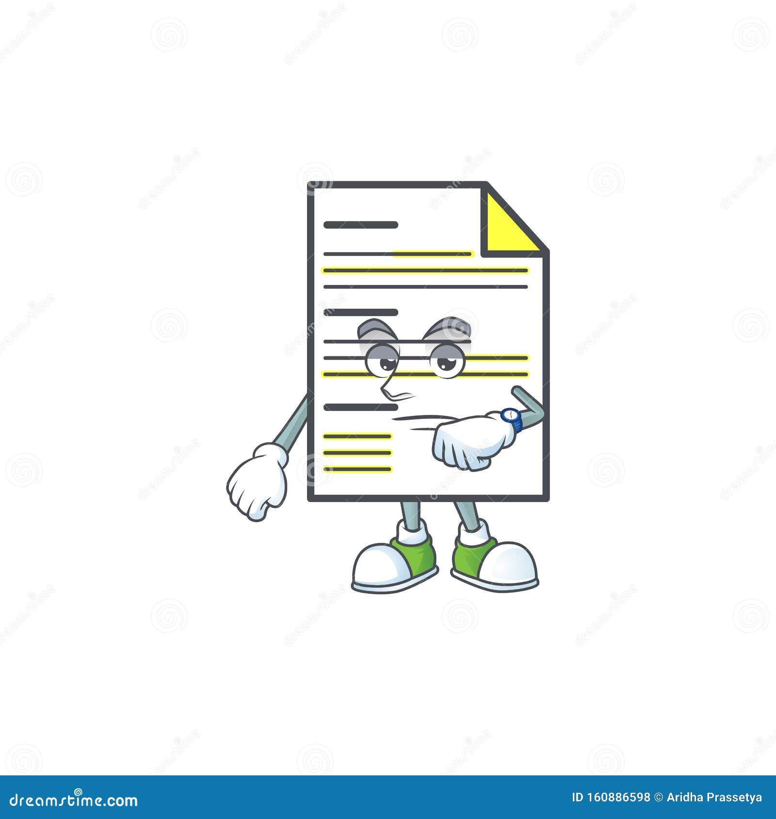 Waiting Document Cartoon Mascot on White Background Stock Vector ...