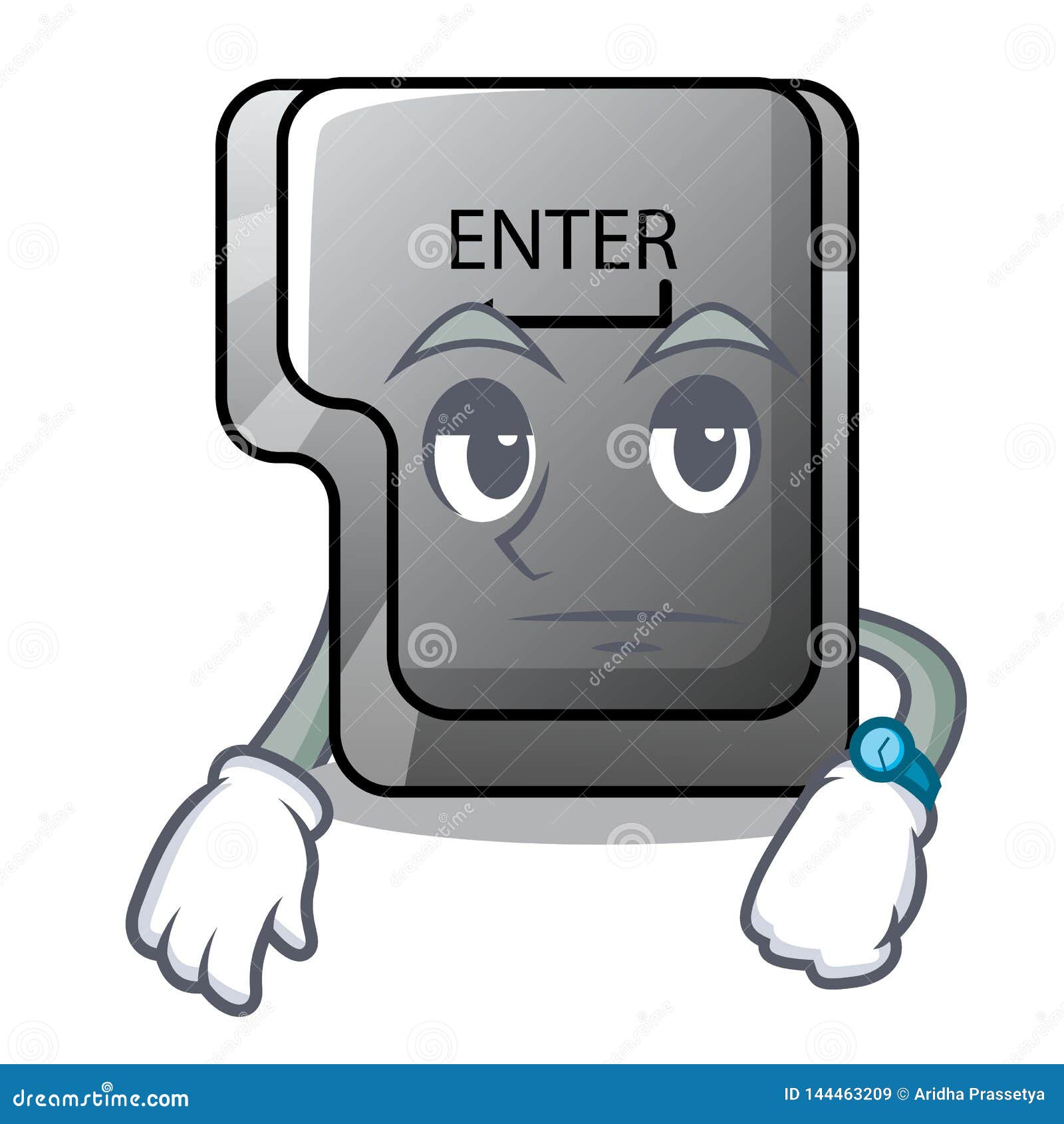 Waiting Enter Button Installed on Computer Cartoon Stock Vector ...