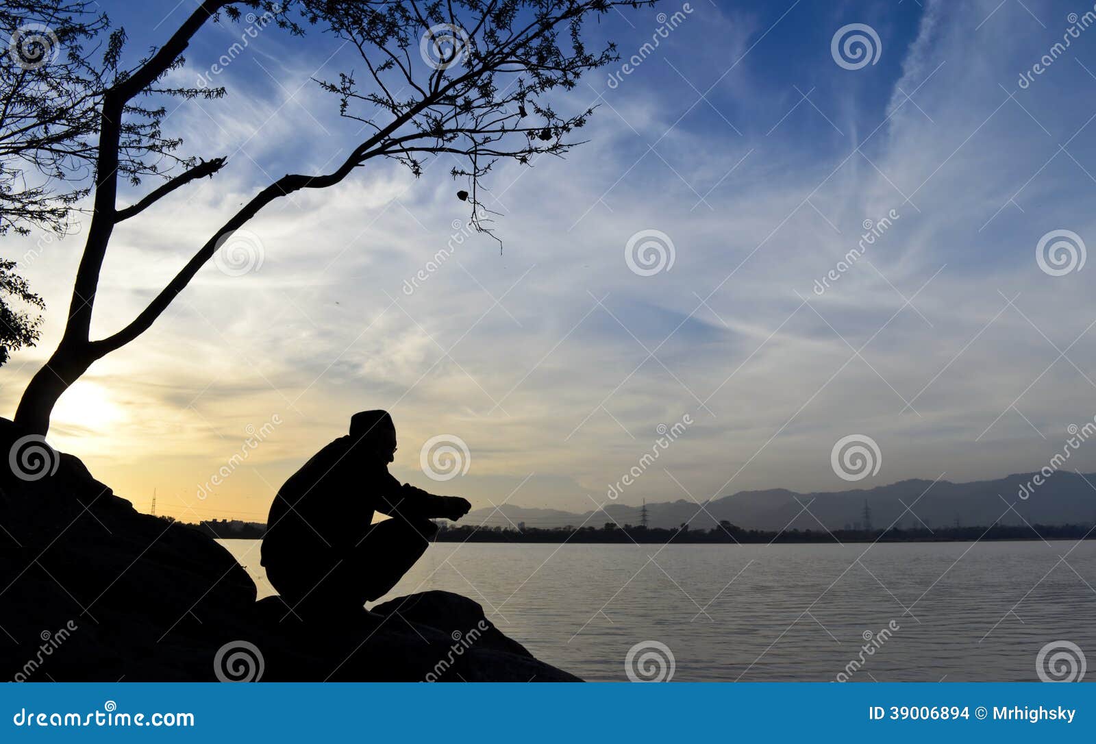 Waiting for Fish in the Evening Stock Photo - Image of peaceful ...