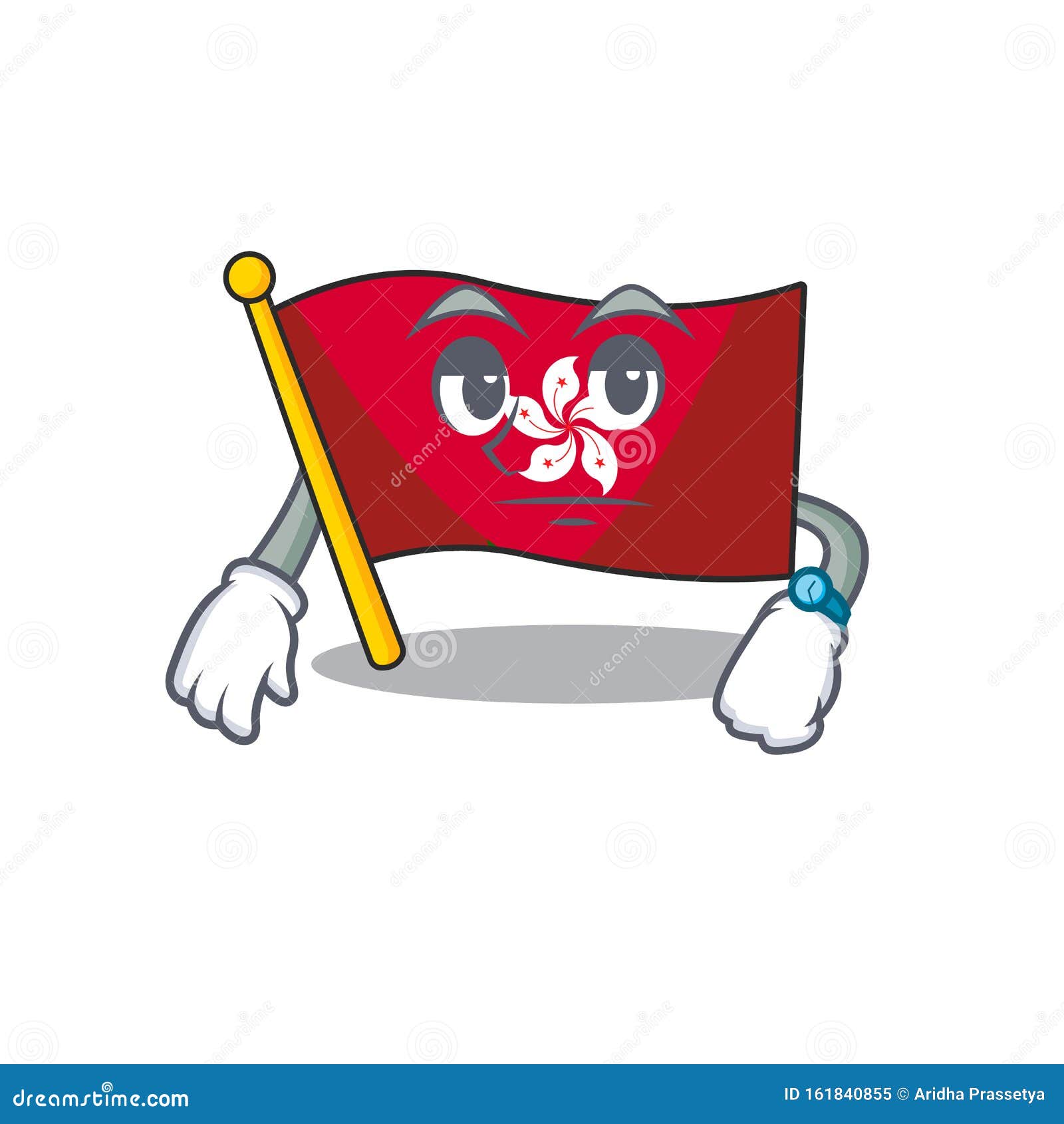 Waiting Flag Hongkong on the with Mascot Stock Vector - Illustration of ...