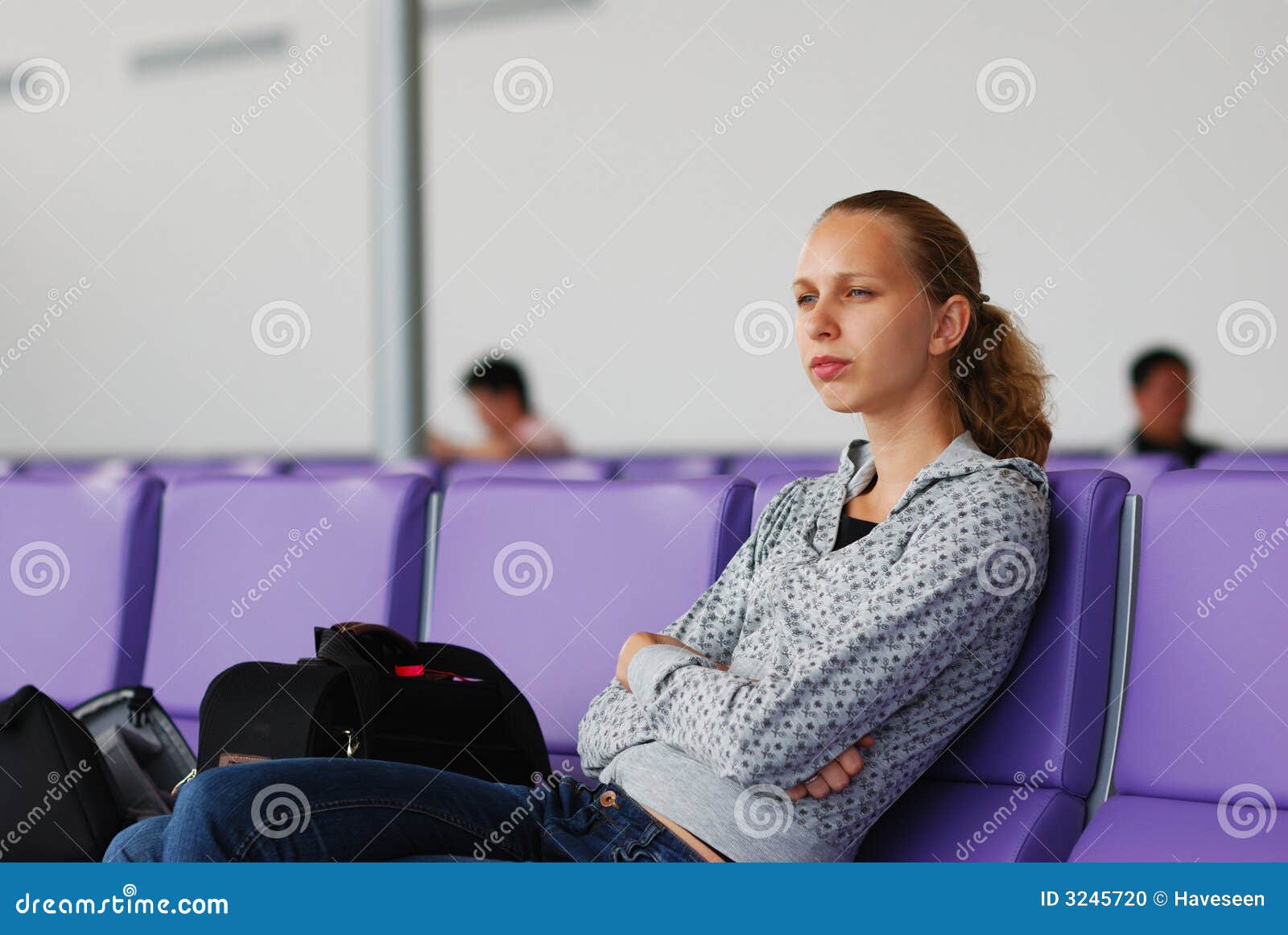 Waiting for a flight stock photo. Image of caucasian, cheerful - 3245720