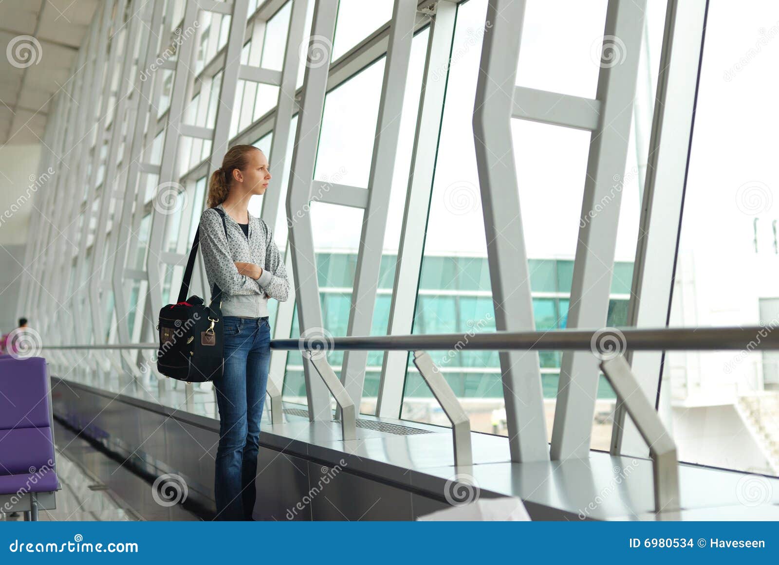 Waiting for a flight stock photo. Image of female, beauty - 6980534