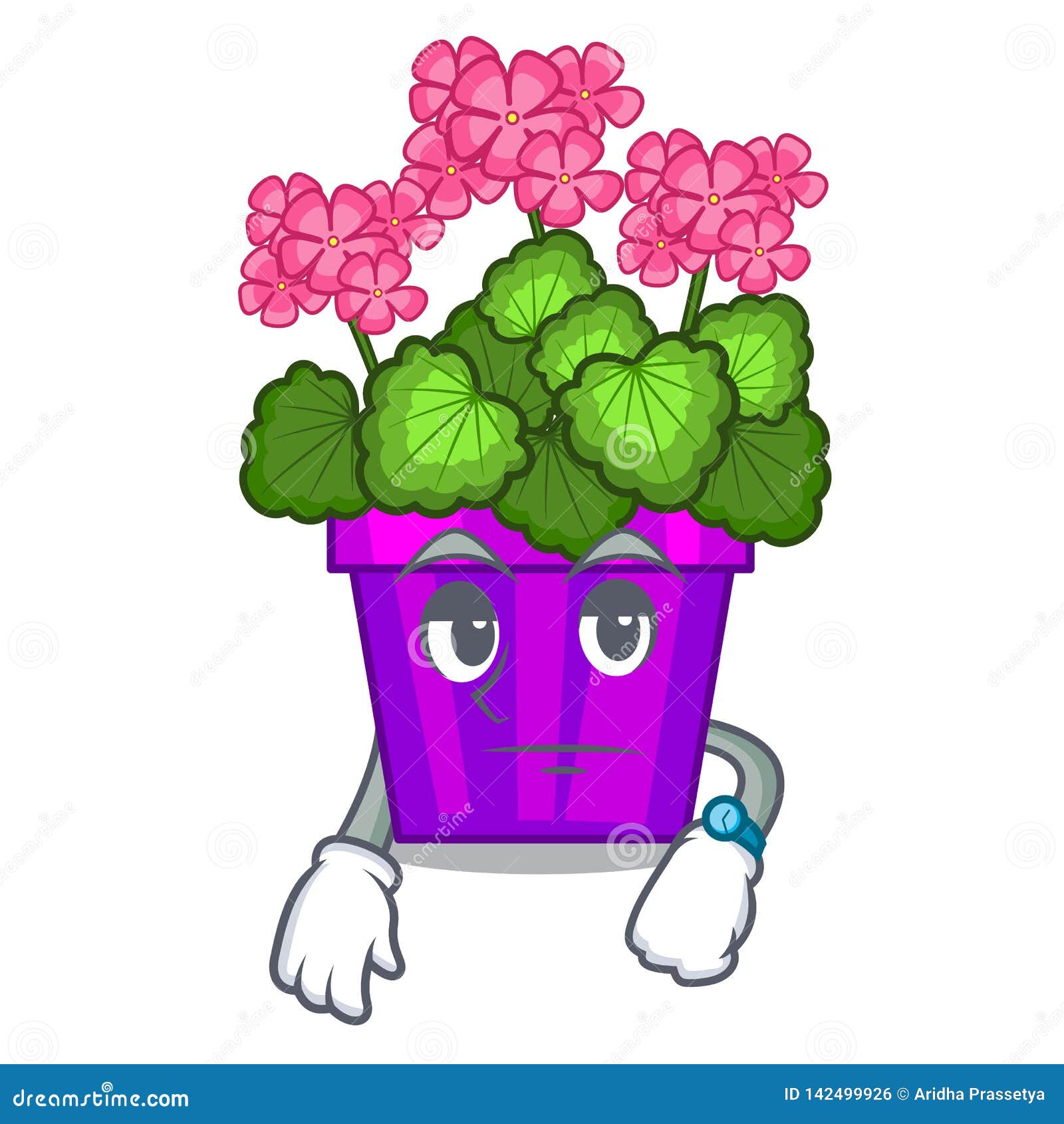 Waiting Geranium Flowers in the Cartoon Shape Stock Vector ...