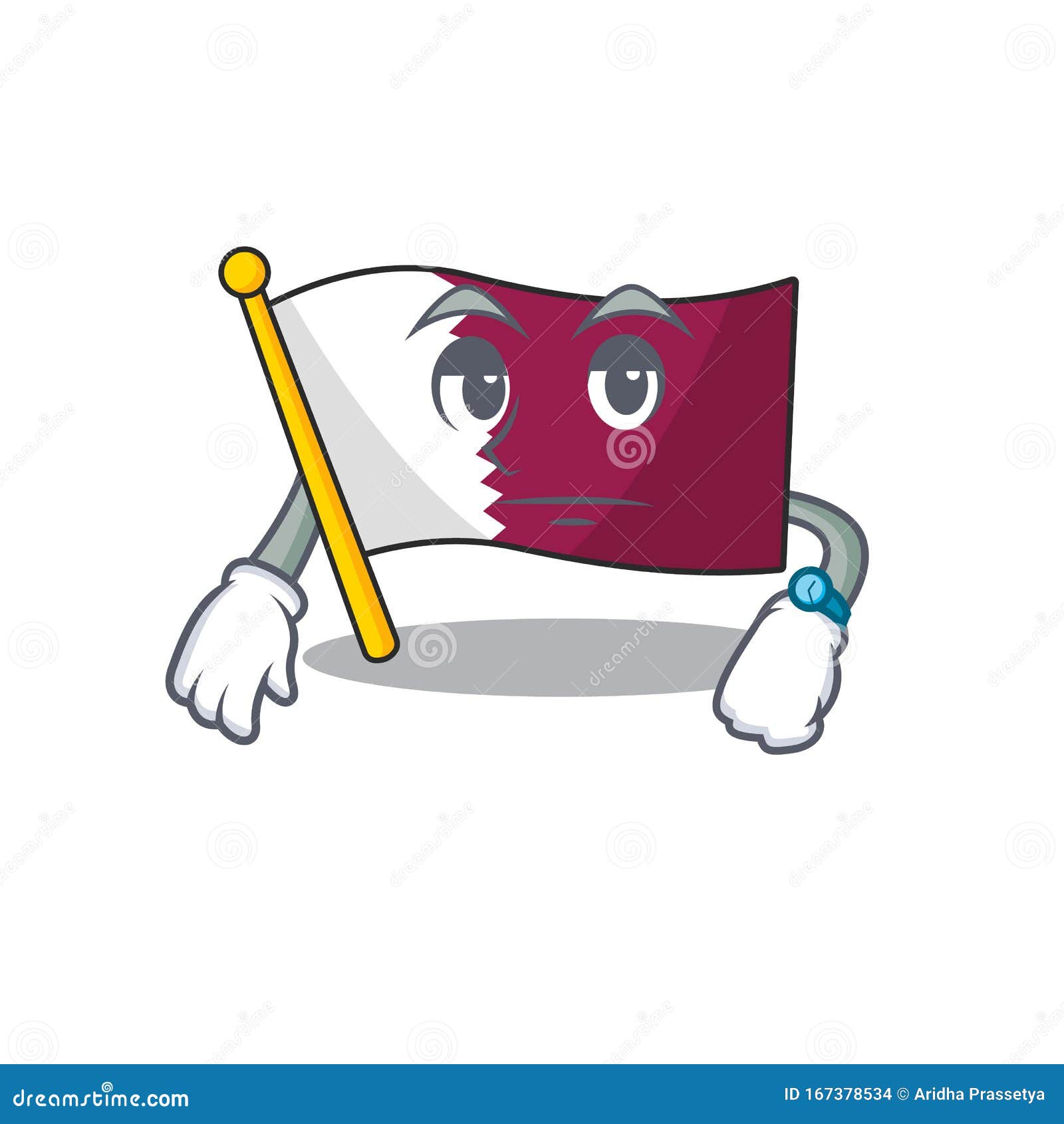 Waiting Gesture Flag Qatar Scroll on Cartoon Character Design Stock ...