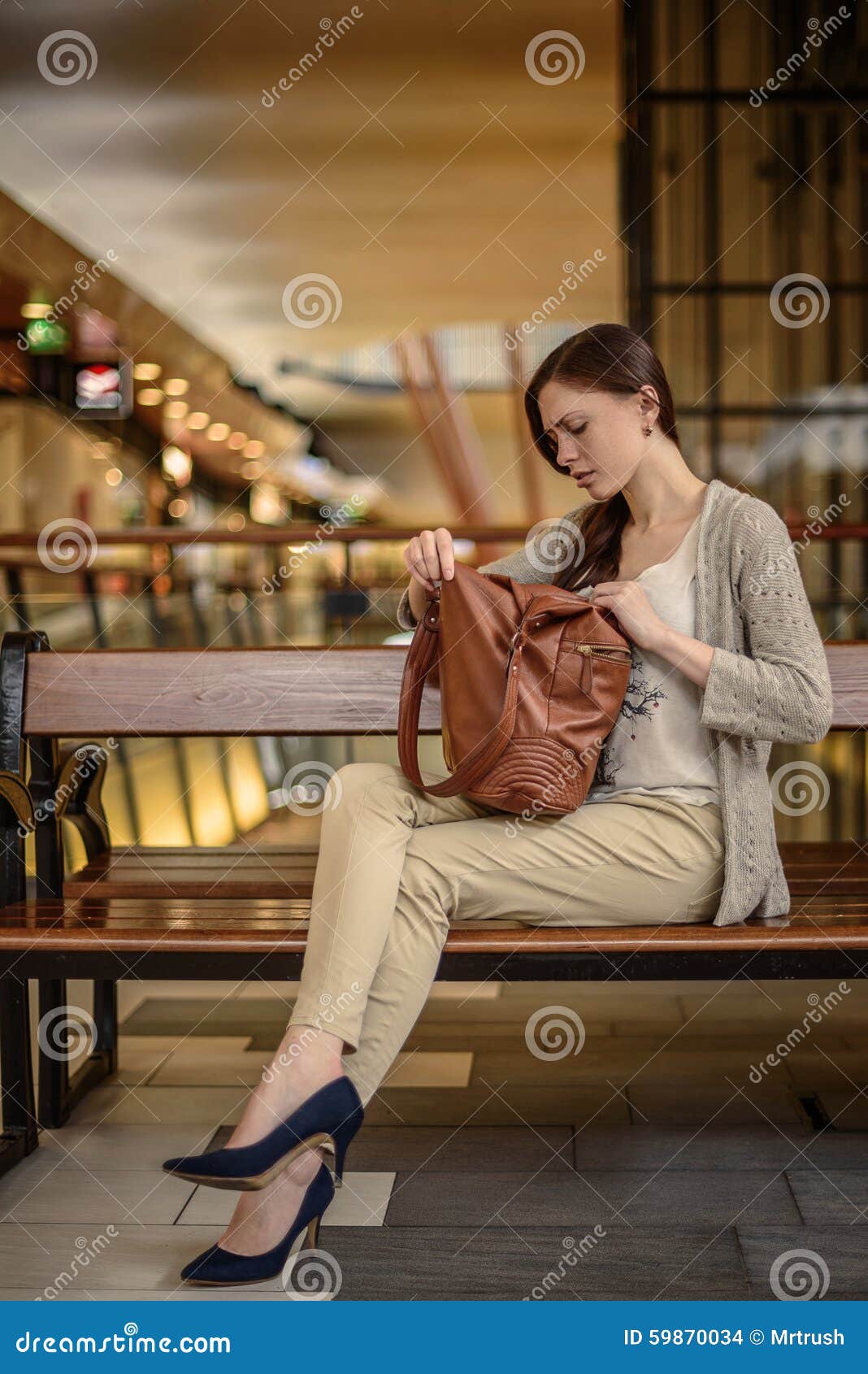 Waiting girl stock photo. Image of mobile, woman, looking - 59870034
