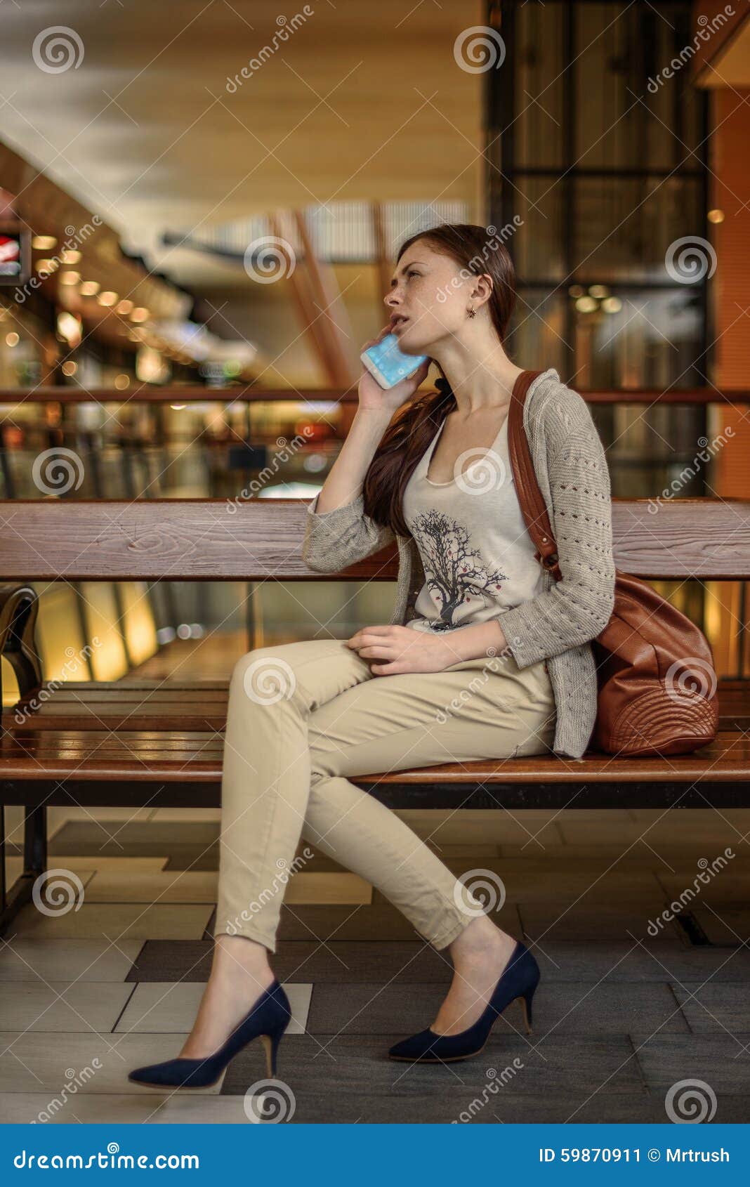 Waiting girl stock image. Image of mobile, rush, dressed - 59870911