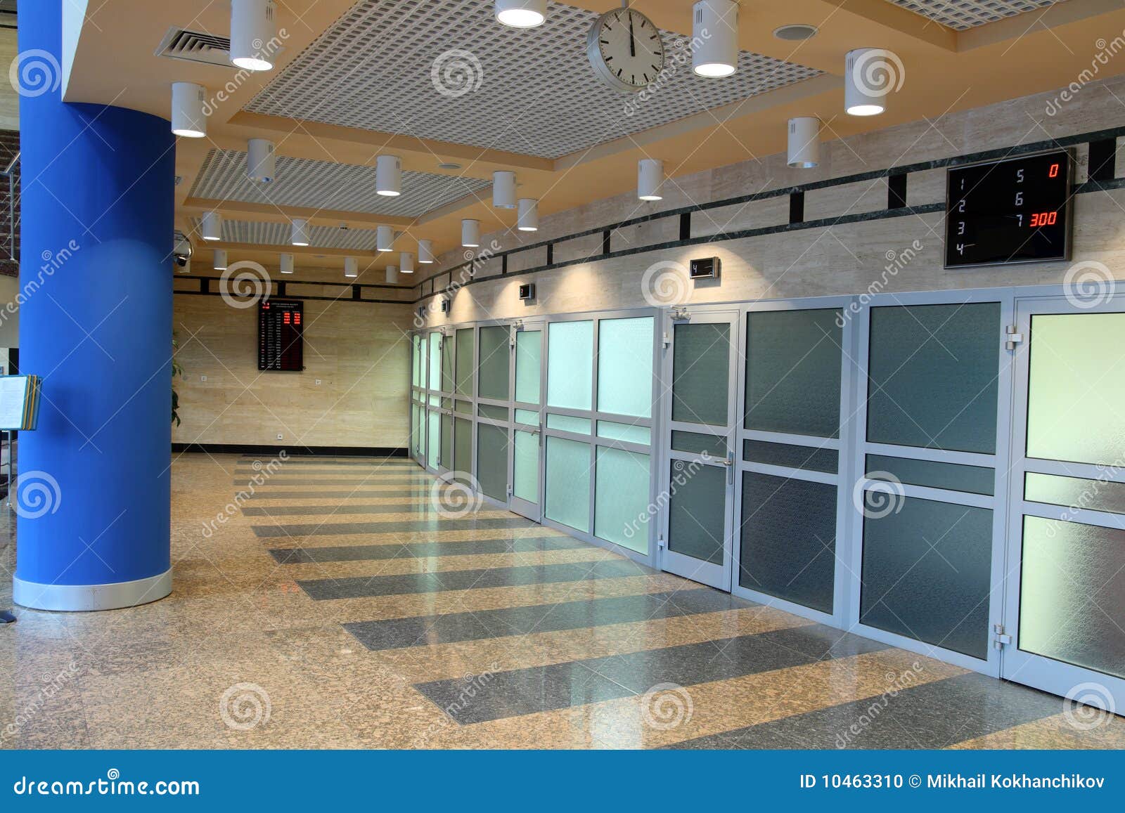 Waiting Hall with Doors in Offices Stock Photo - Image of interior ...
