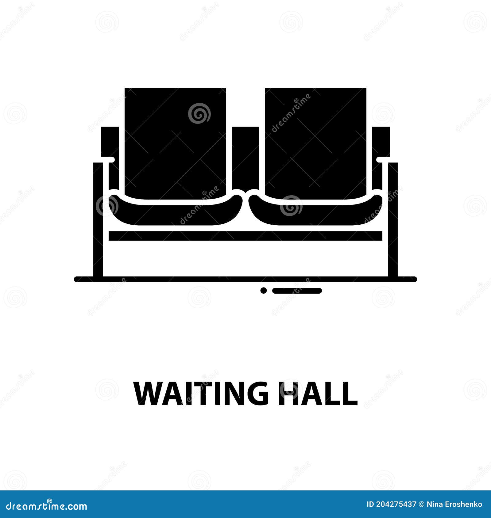 Waiting Hall Icon, Black Vector Sign with Editable Strokes, Concept ...