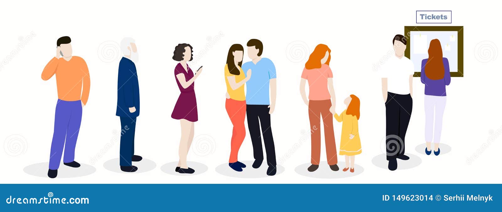 Waiting line of people stock vector. Illustration of isolated - 149623014