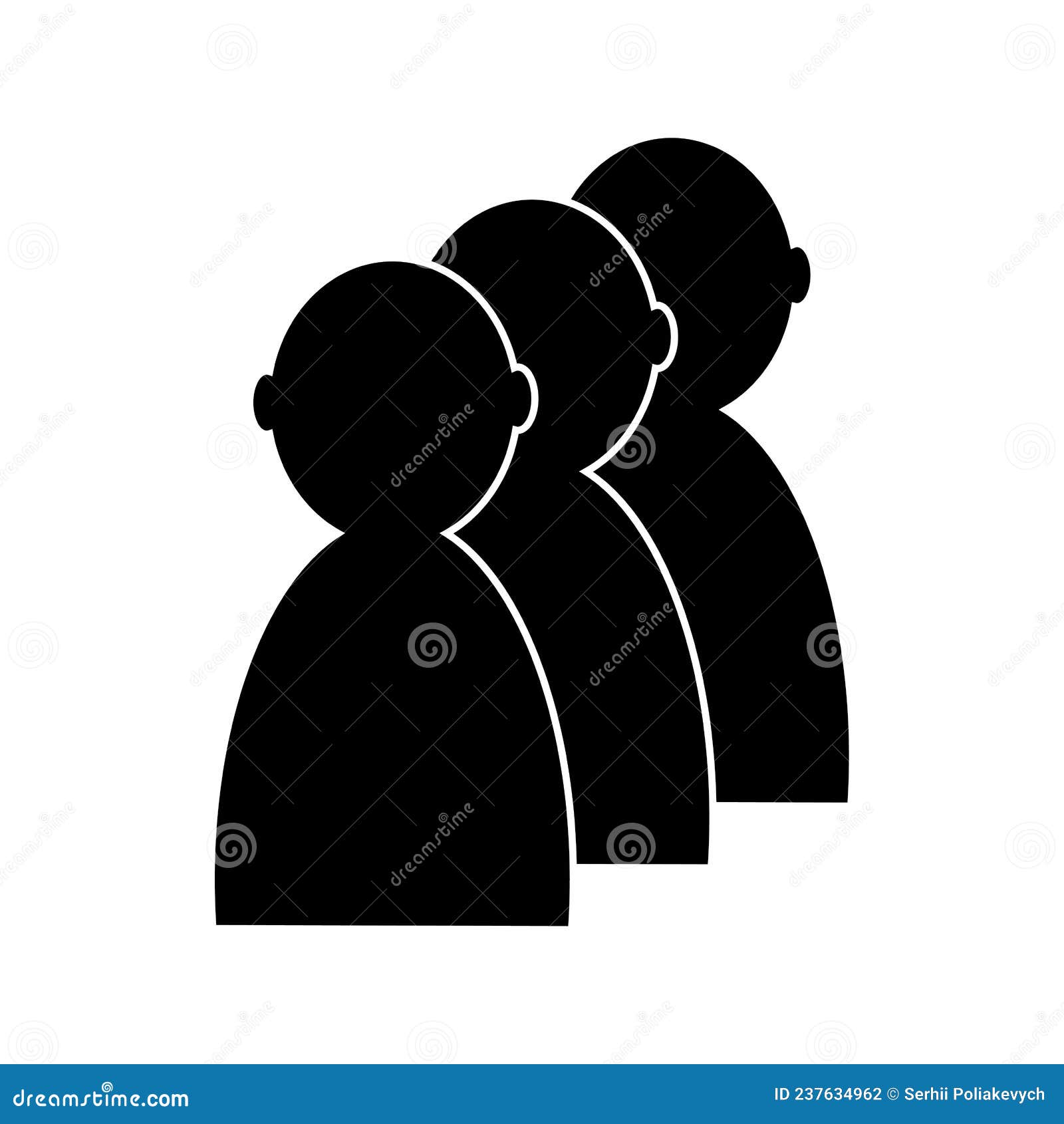 Waiting in Line Queue. Black Human Silhouettes. People Shadow Icon ...