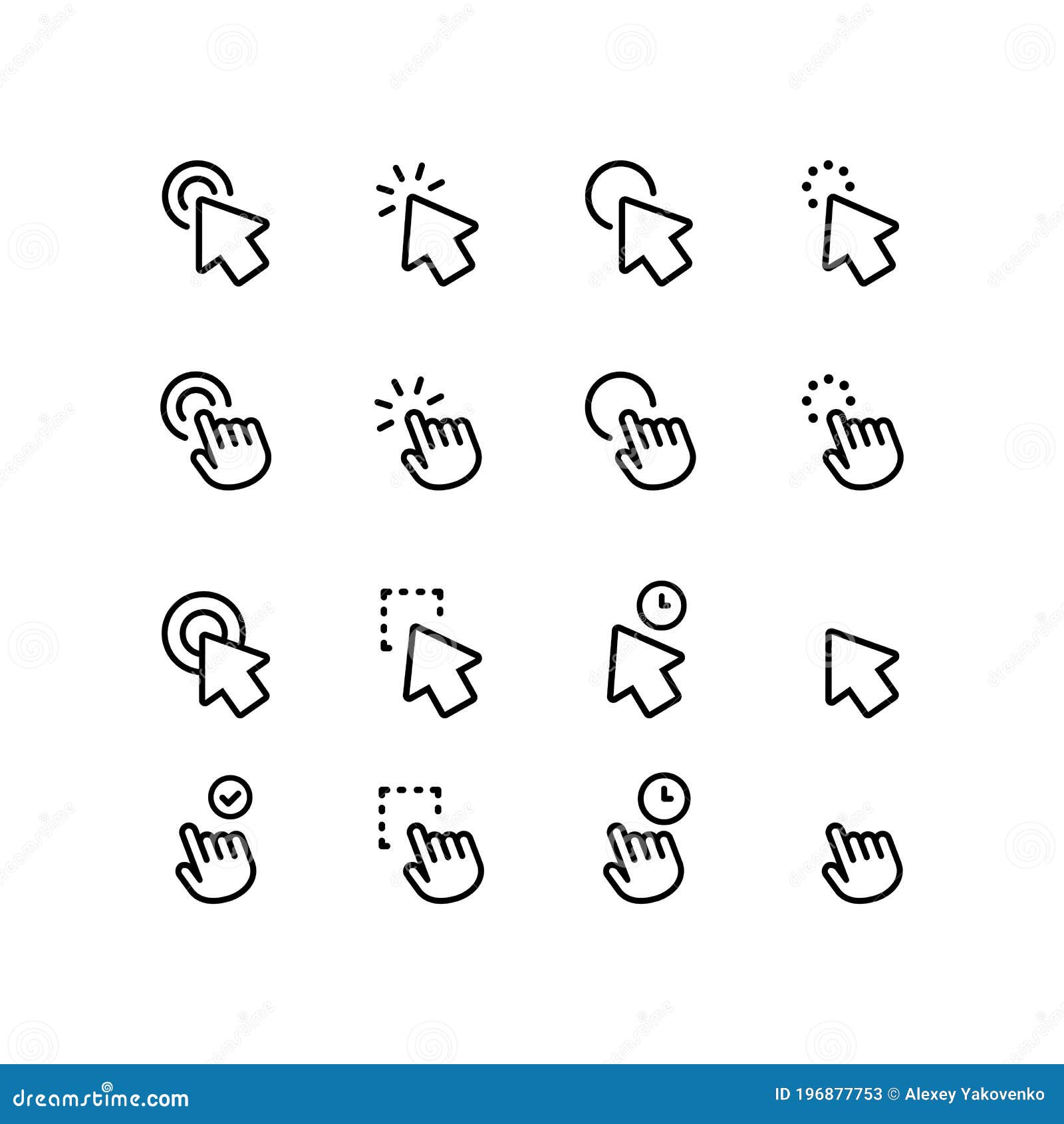 Set Cursors Loading. Digital Illustration. Flat Button With Set Cursors ...