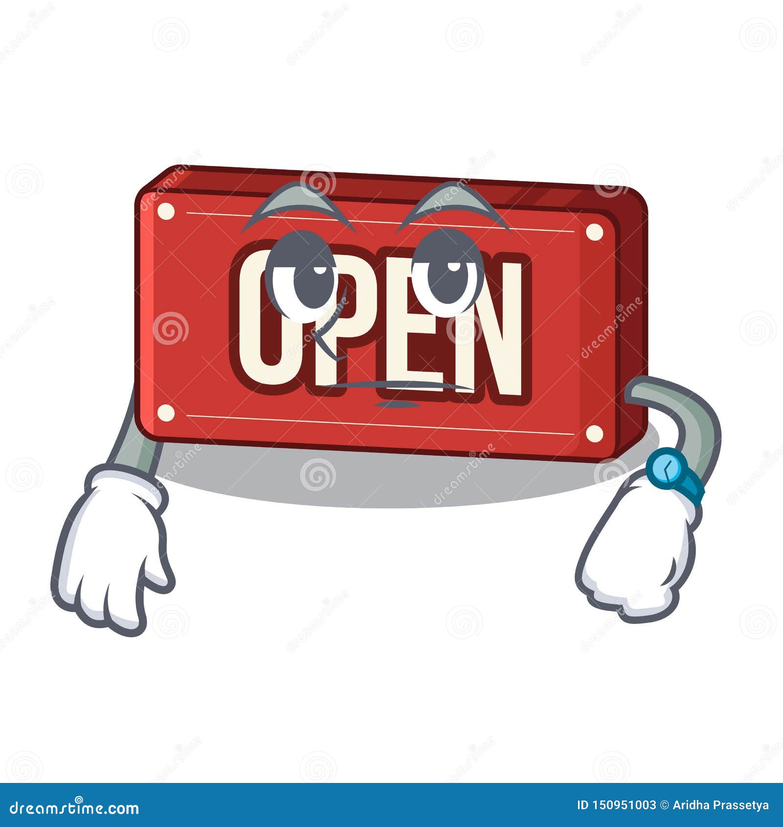 Waiting Open Sign Above on Table Cartoon Stock Vector - Illustration of ...