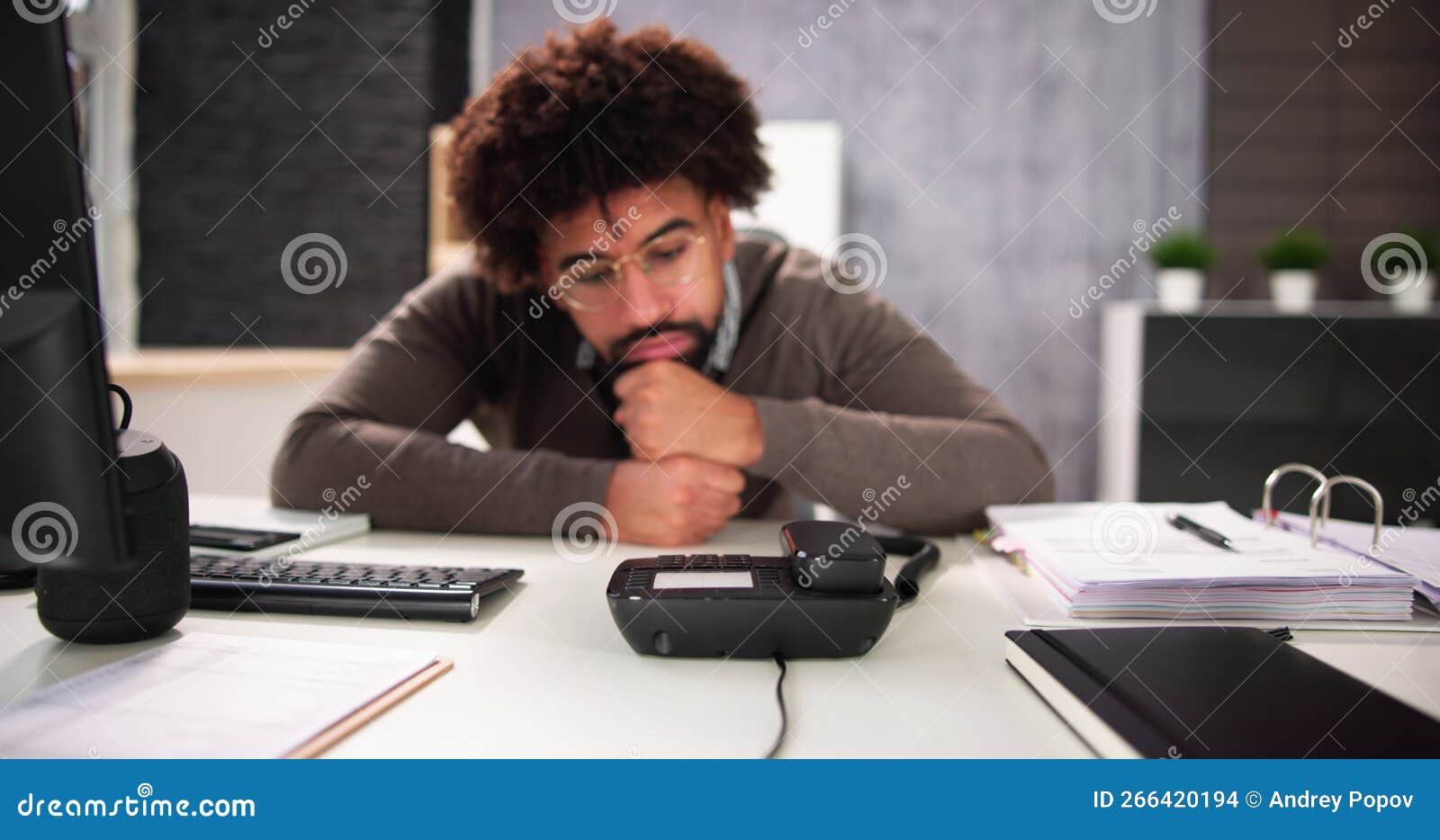 Waiting for Phone Call on Office Landline Stock Photo - Image of call ...