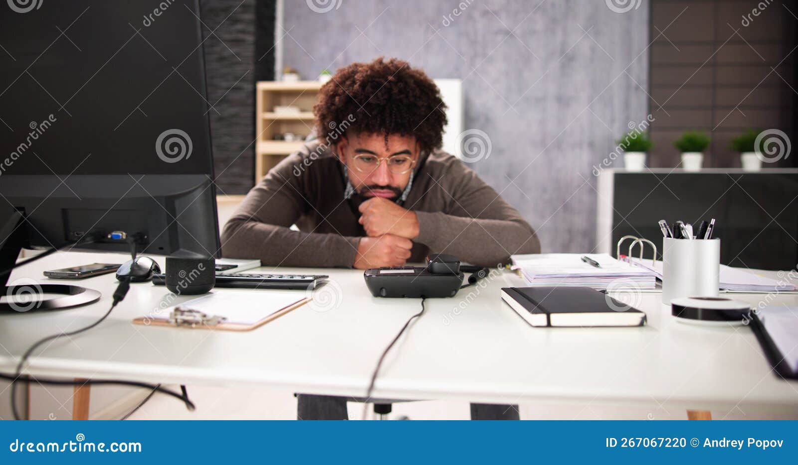 Waiting for Phone Call on Office Landline Stock Photo - Image of ...