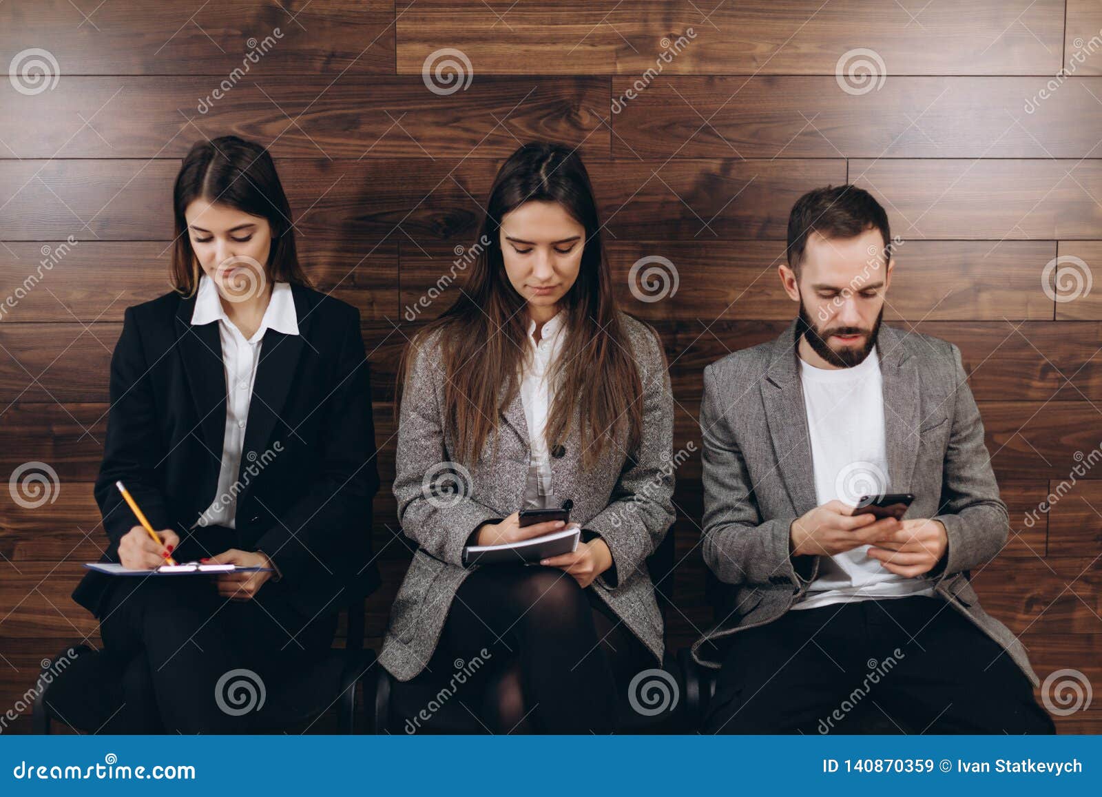 Waiting in the Queue for Job Interview Stock Image - Image of chair ...