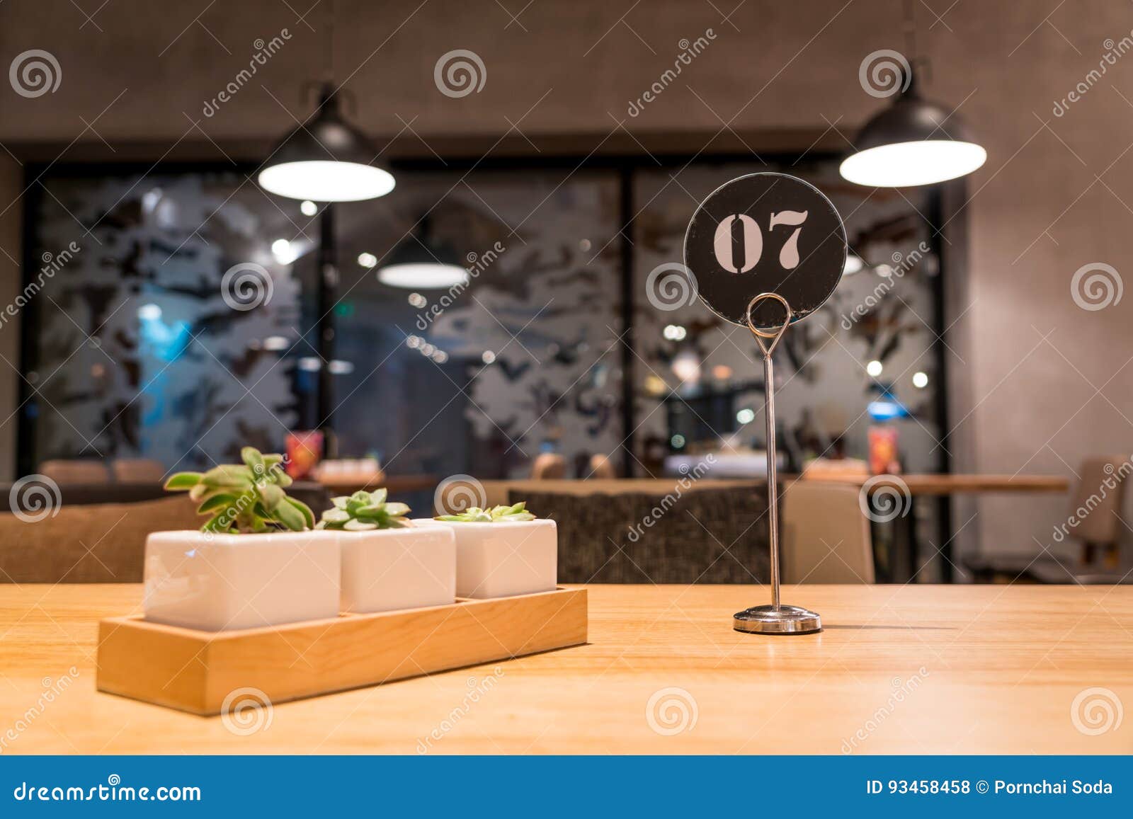 Waiting Queues Tag of the Restaurant on the Wooden Table Stock Photo ...