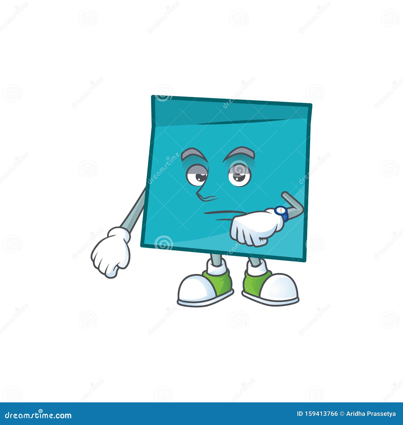 Waiting Rectangle Sticker Paper in Cartoon Character Stock Vector ...