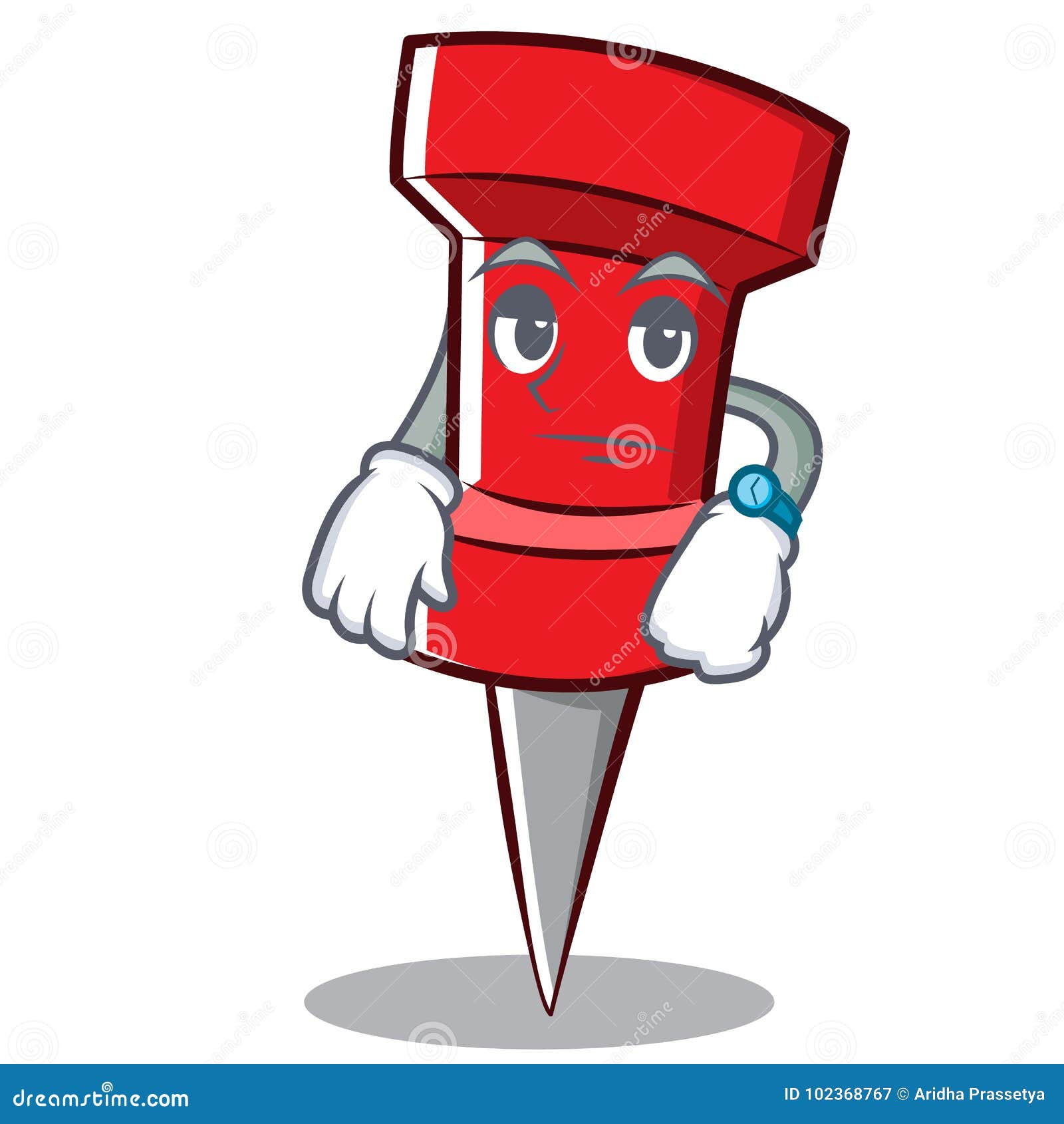 Waiting Red Pin Character Cartoon Stock Vector - Illustration of icon ...
