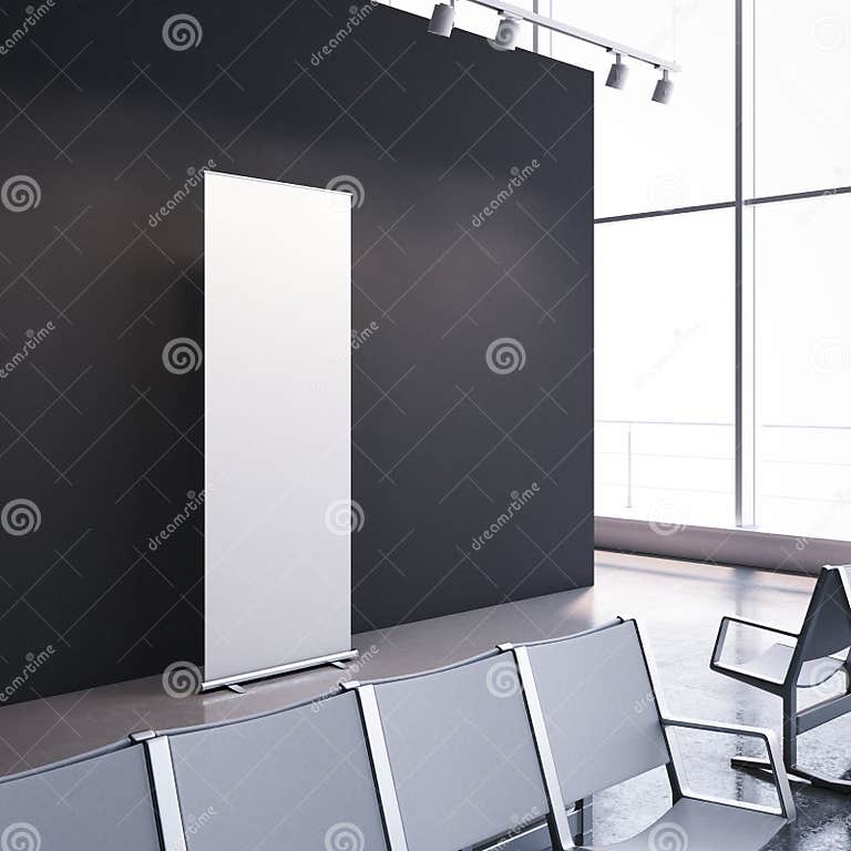 Waiting Room with Empty Vertical Banner. 3d Rendering Stock ...