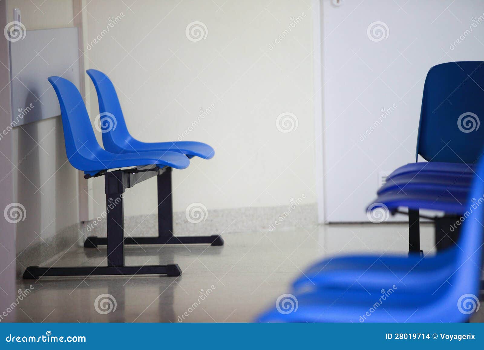 Waiting Room Blue Chairs Door Stock Photo - Image of colour, peace ...