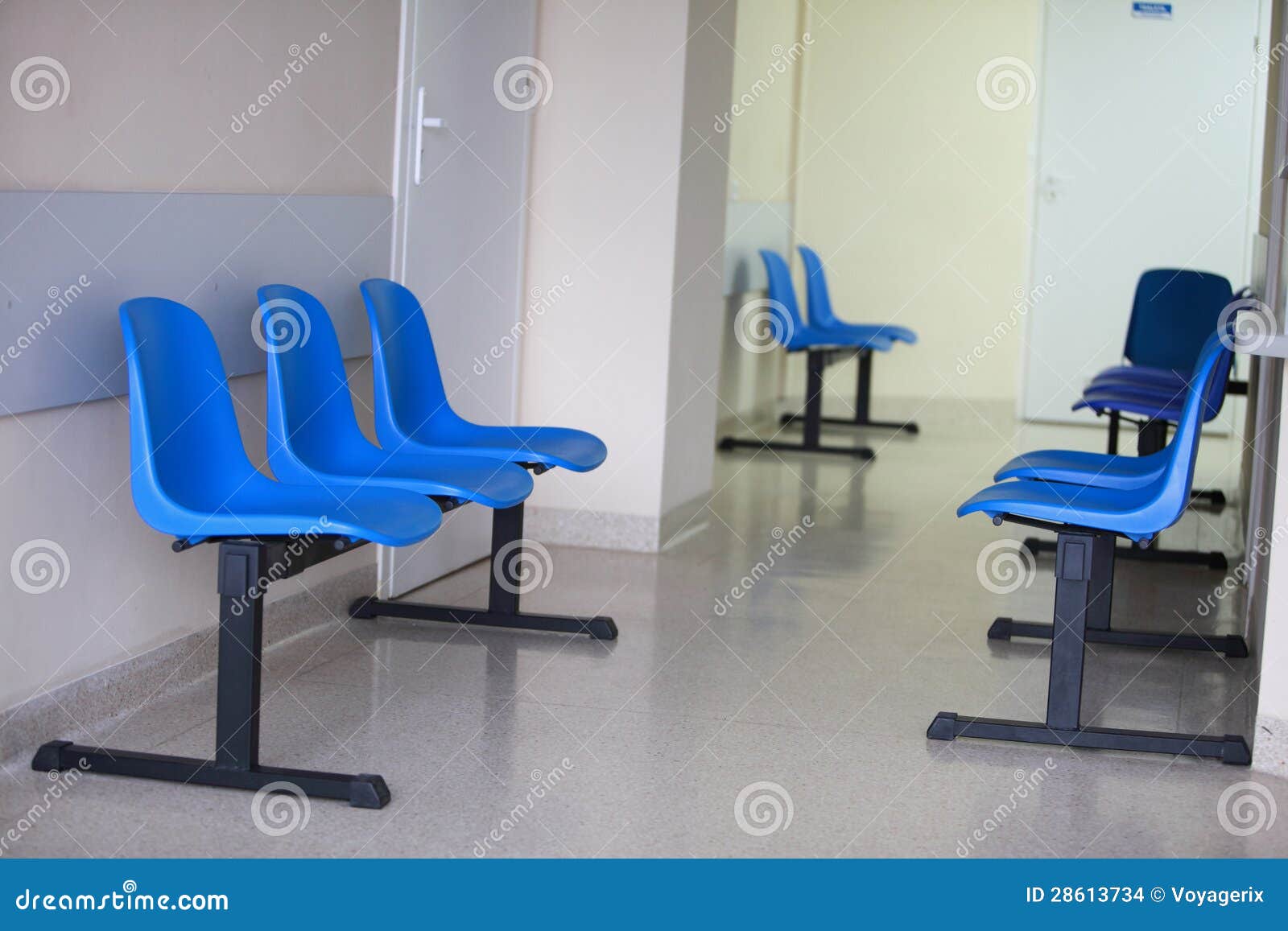 Waiting Room Blue Chairs Door Stock Photo - Image of lounge, decor ...