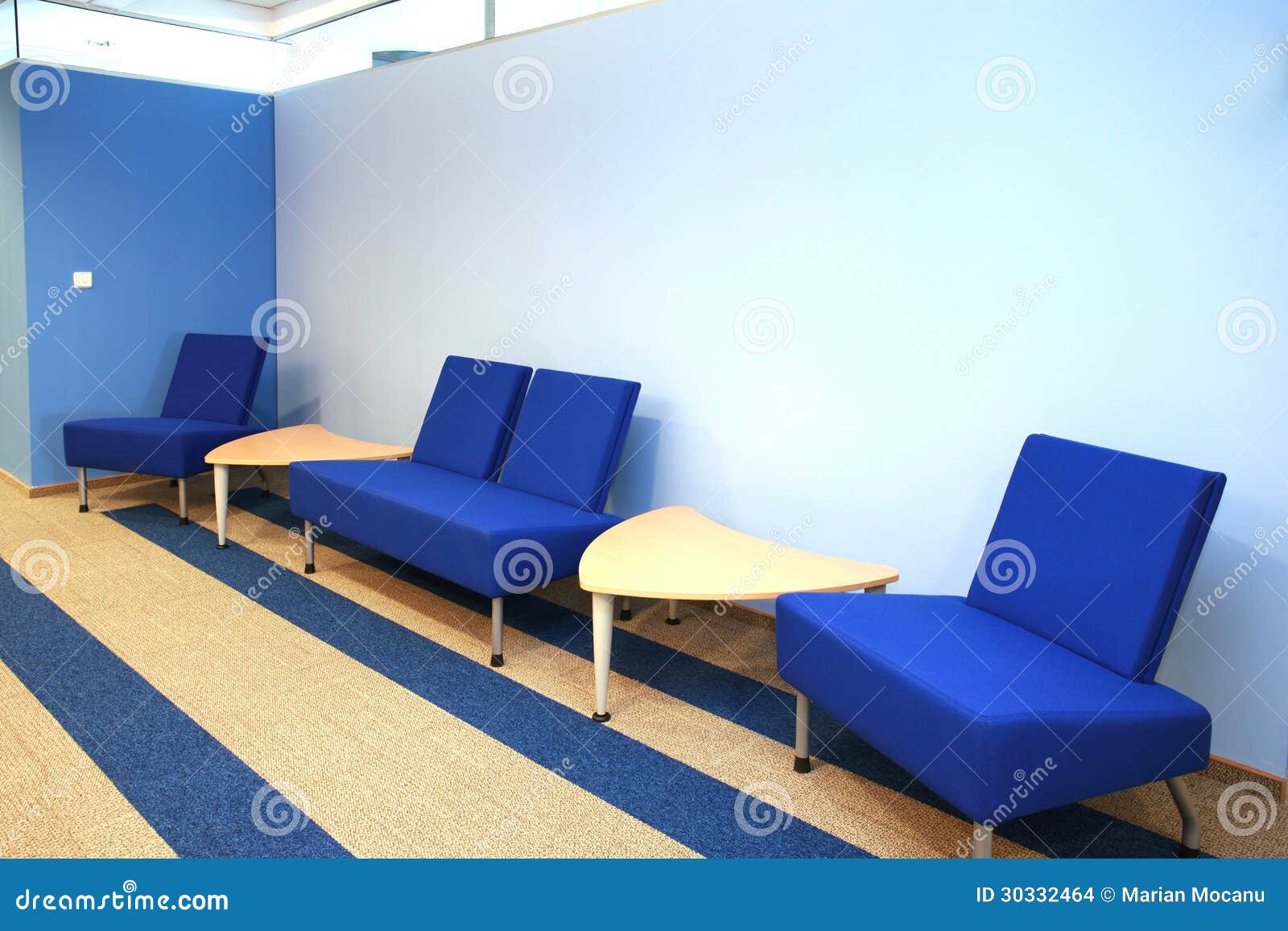 Waiting room in blue stock photo. Image of marble, empty - 30332464
