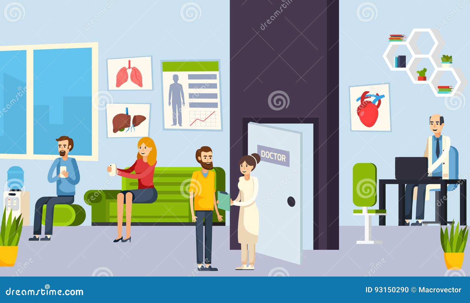 Waiting Room in the Clinic Composition Stock Vector - Illustration of ...