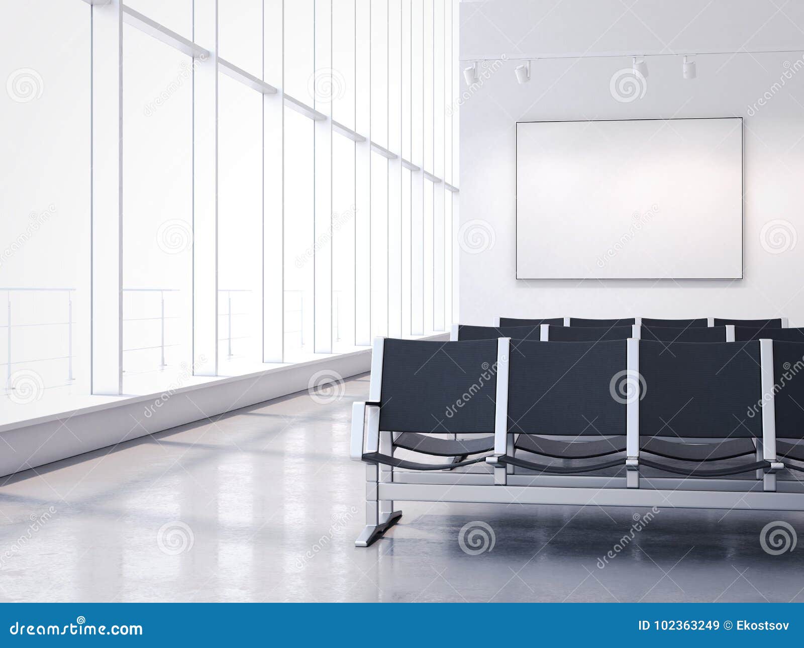 Waiting Room with Empty Banner on the Wall. 3d Rendering Stock ...