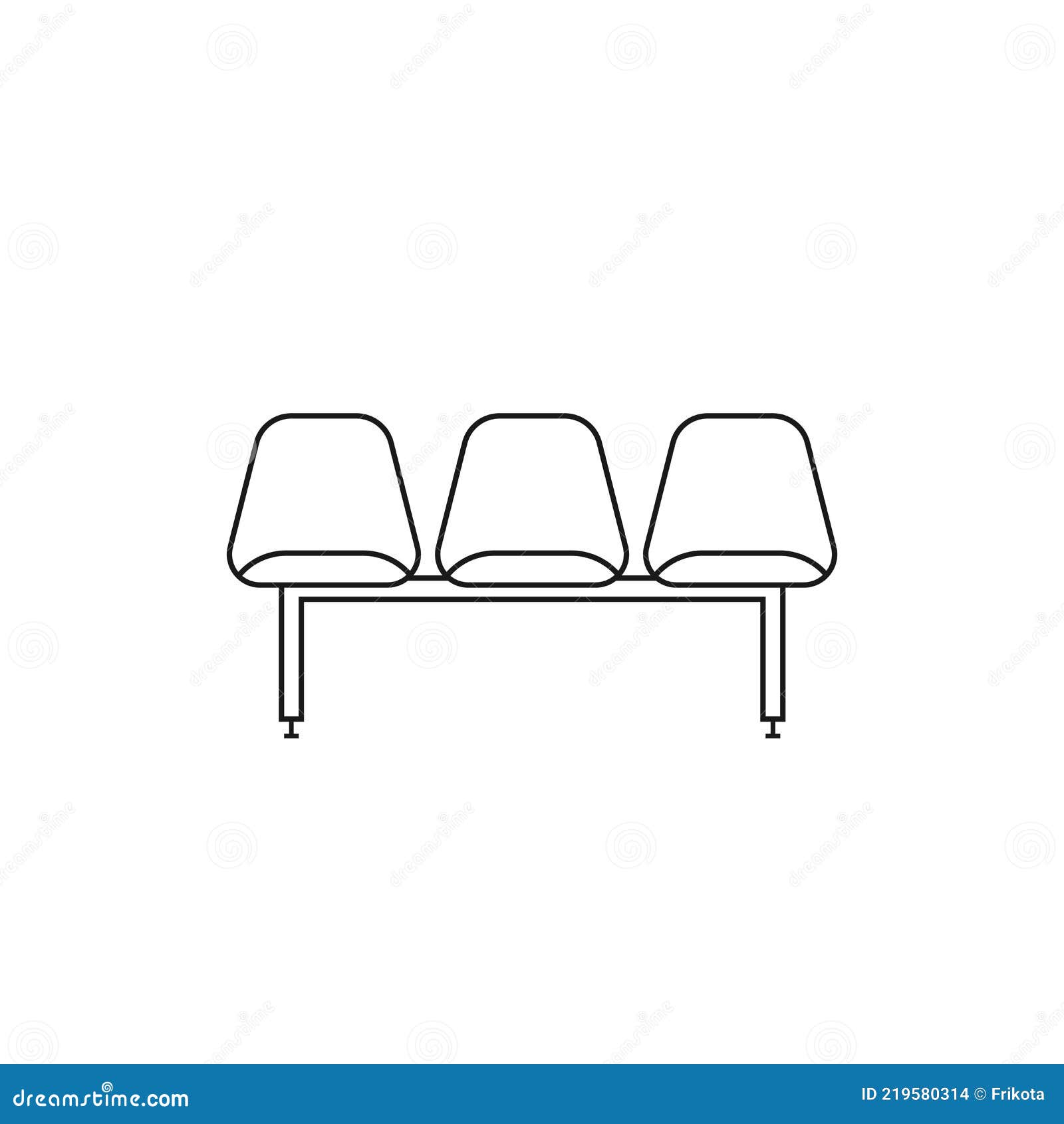 Waiting Room Icon. Black Outline. Three Empty Chairs. Vector ...