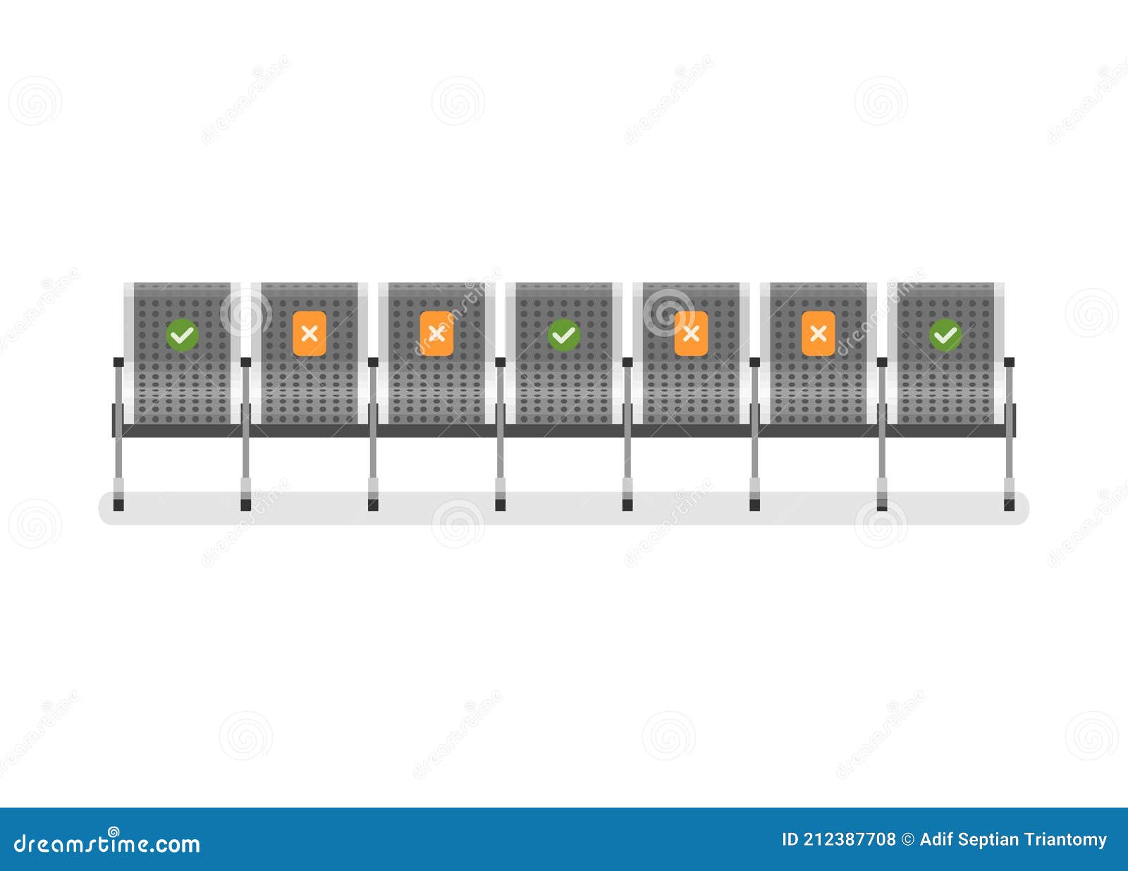 Waiting Room Seat with Physical Distancing Adjustment. Stock Vector ...
