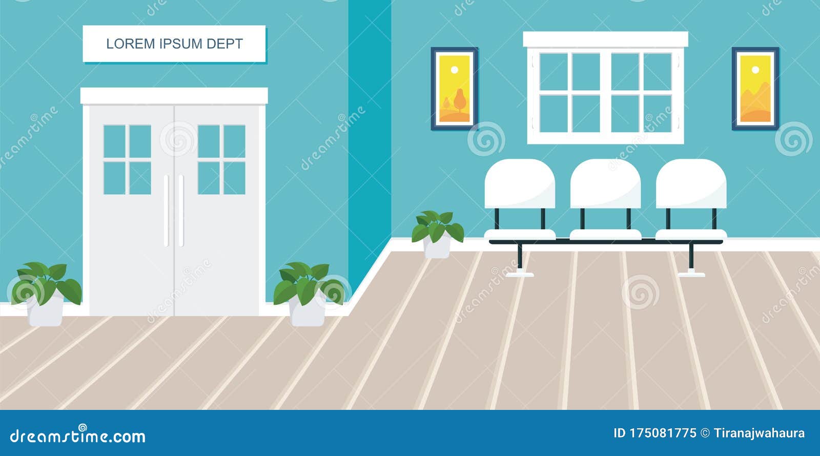 Waiting Room Vector Illustration with Flat Design, Modern and Trendy ...