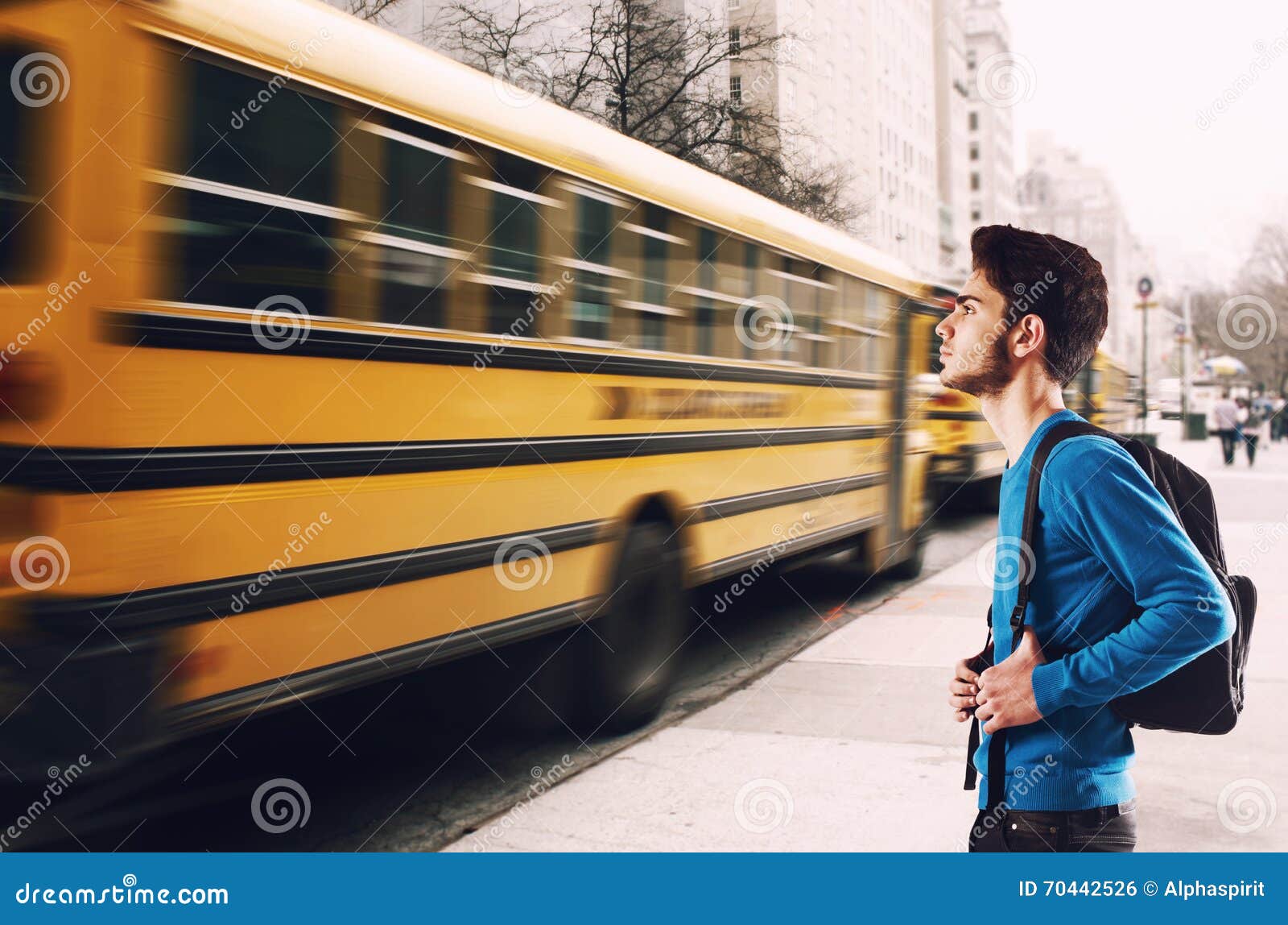 Waiting the school bus stock photo. Image of street, study - 70442526
