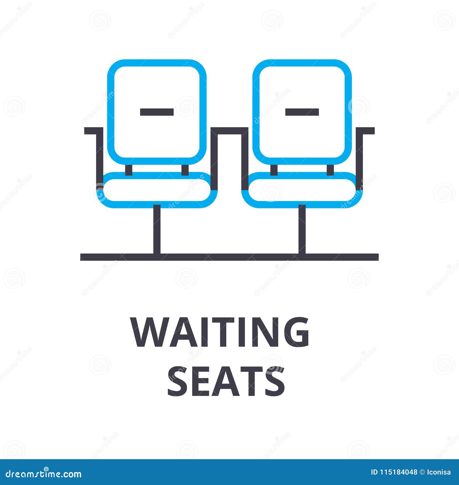 Waiting Seats Thin Line Icon, Sign, Symbol, Illustation, Linear Concept ...