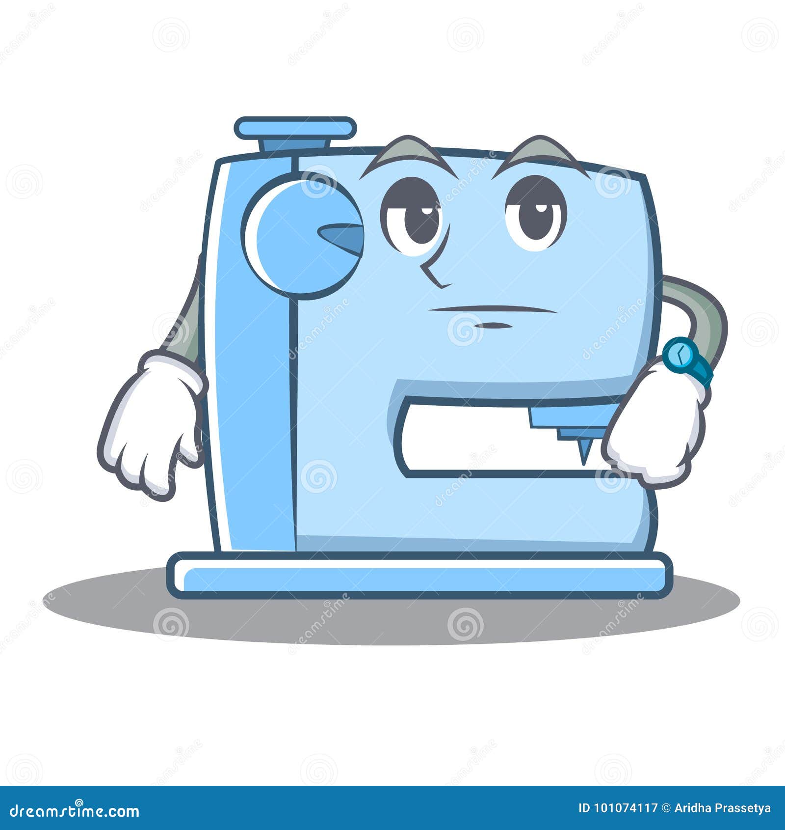Waiting Sewing Machine Emoticon Character Stock Vector - Illustration ...