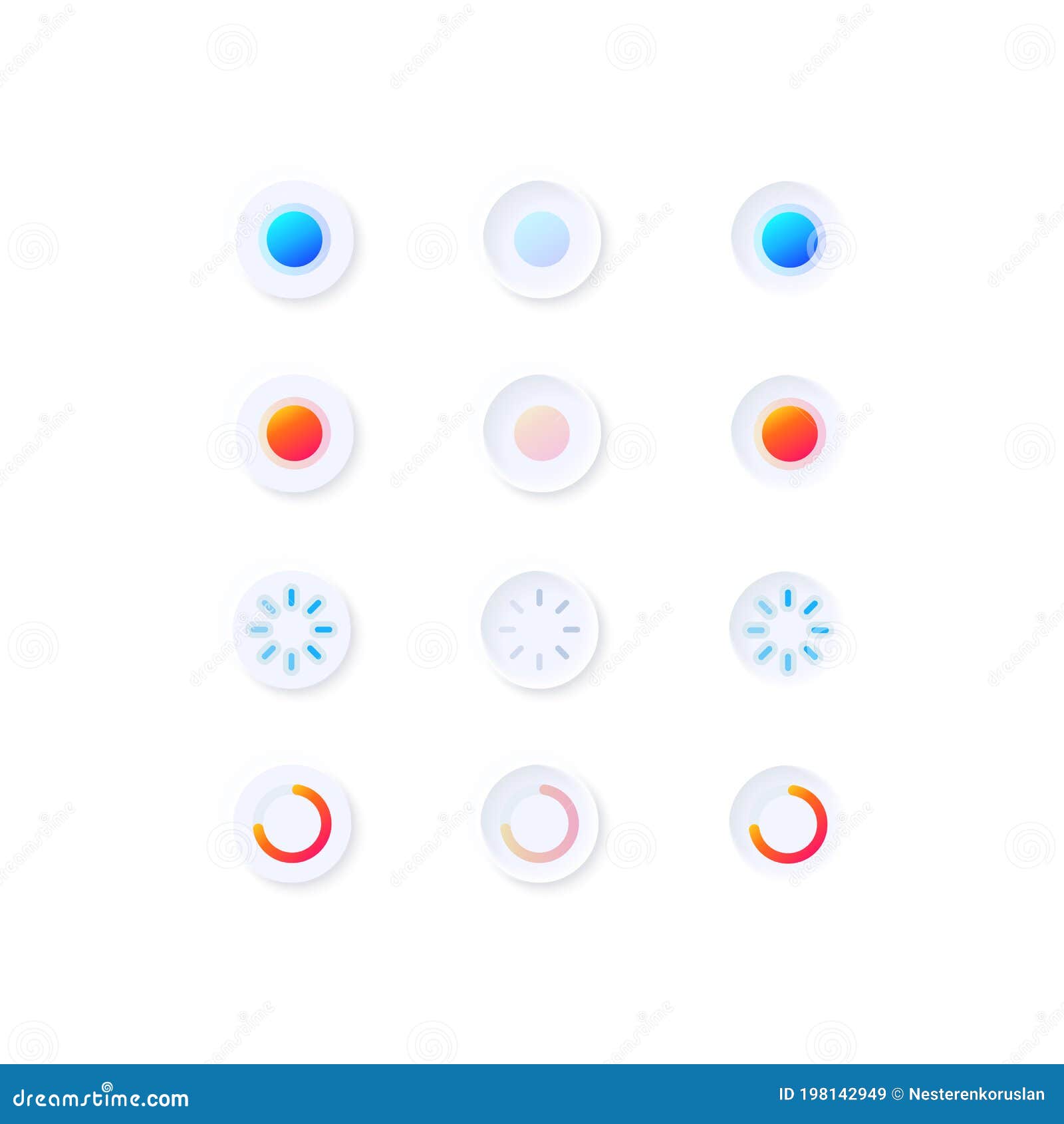 Waiting Symbols UI Elements Kit Stock Vector - Illustration of ...