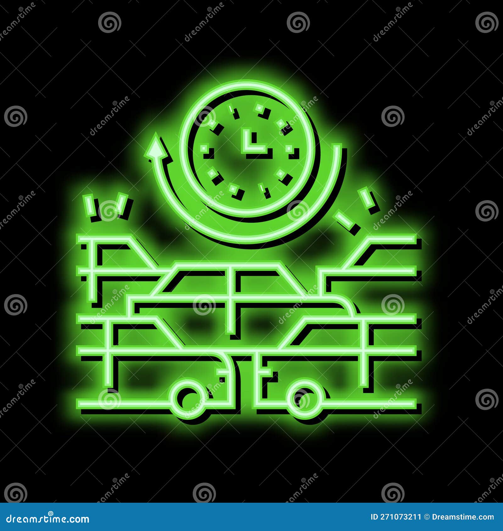 Waiting Time in Traffic Jam Neon Glow Icon Illustration Stock Vector ...