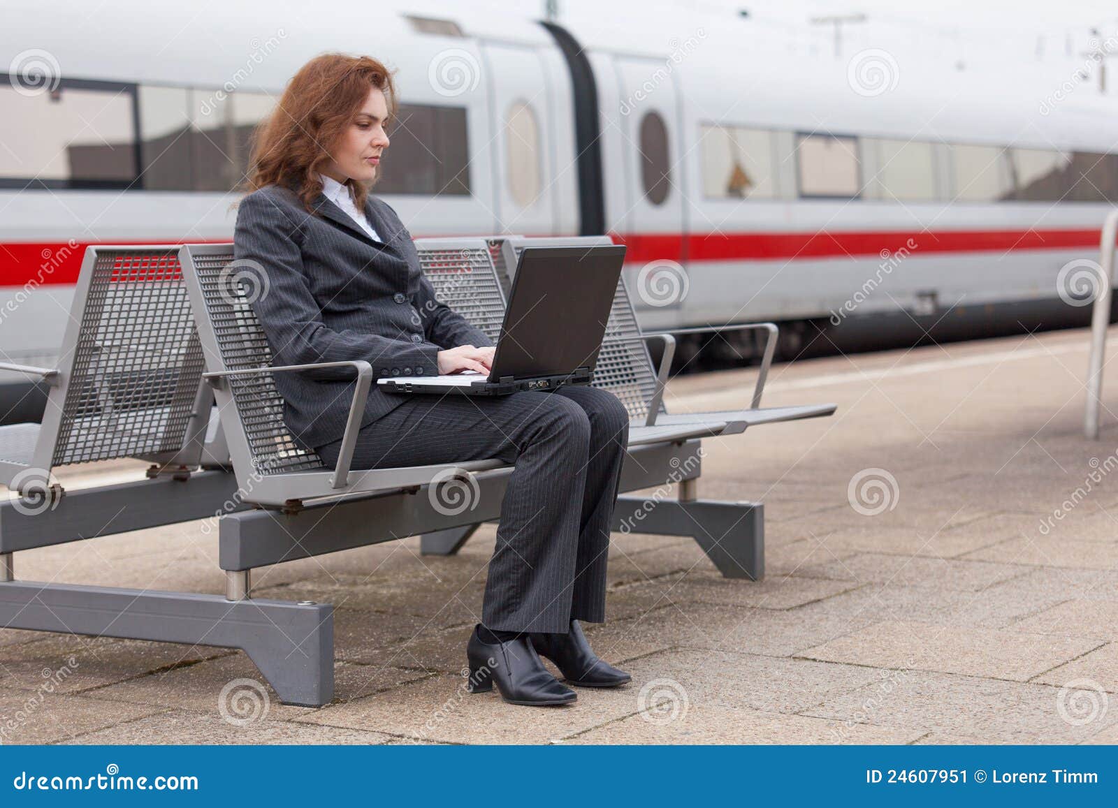 Waiting Time at the Train Station Stock Image - Image of break, laptop ...