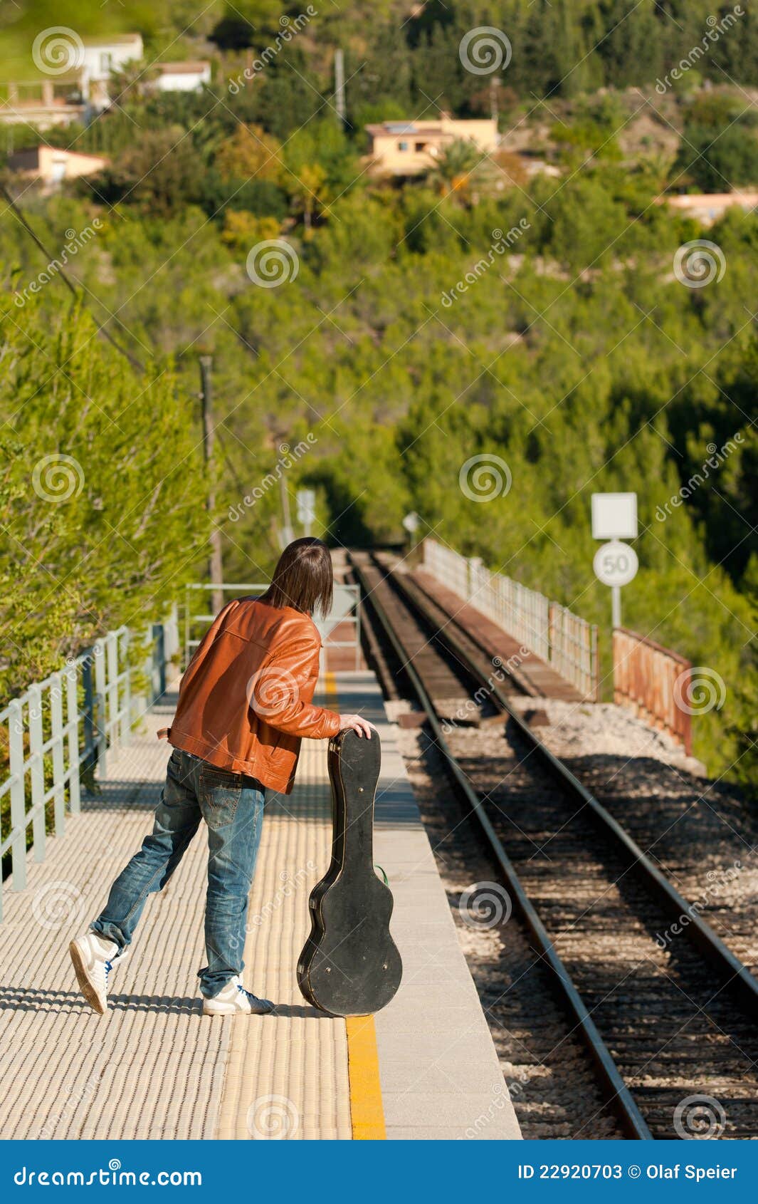 Waiting for the train stock image. Image of stand, track - 22920703