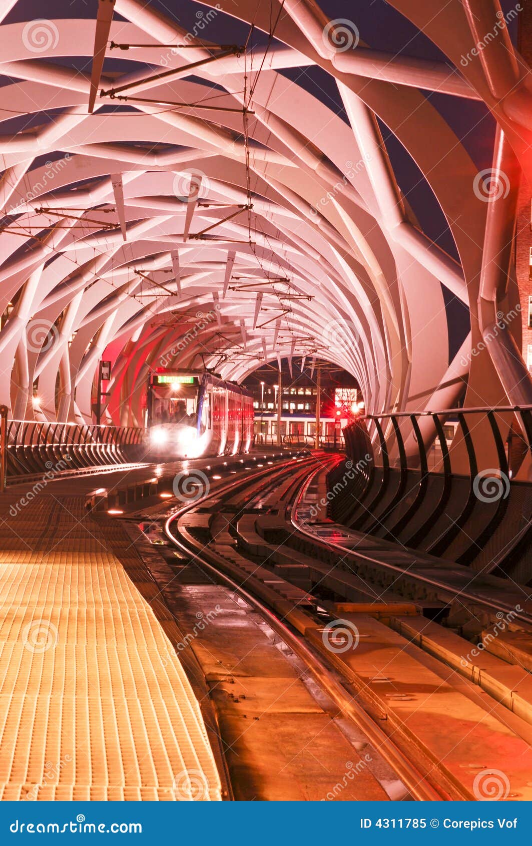 Waiting Tram Inside an Elevated Tube Stock Image - Image of grate ...