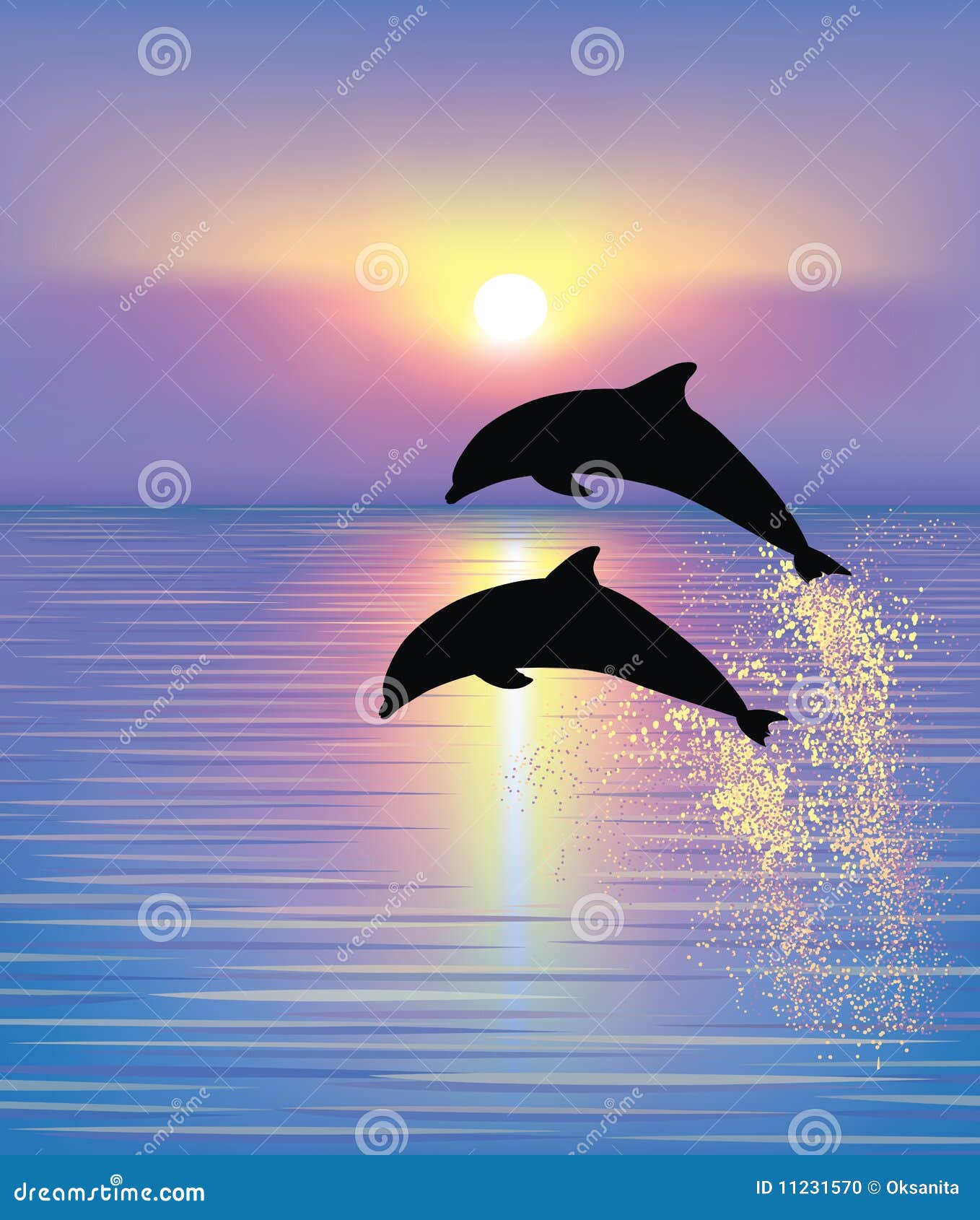 Dolphins Sunset Purple