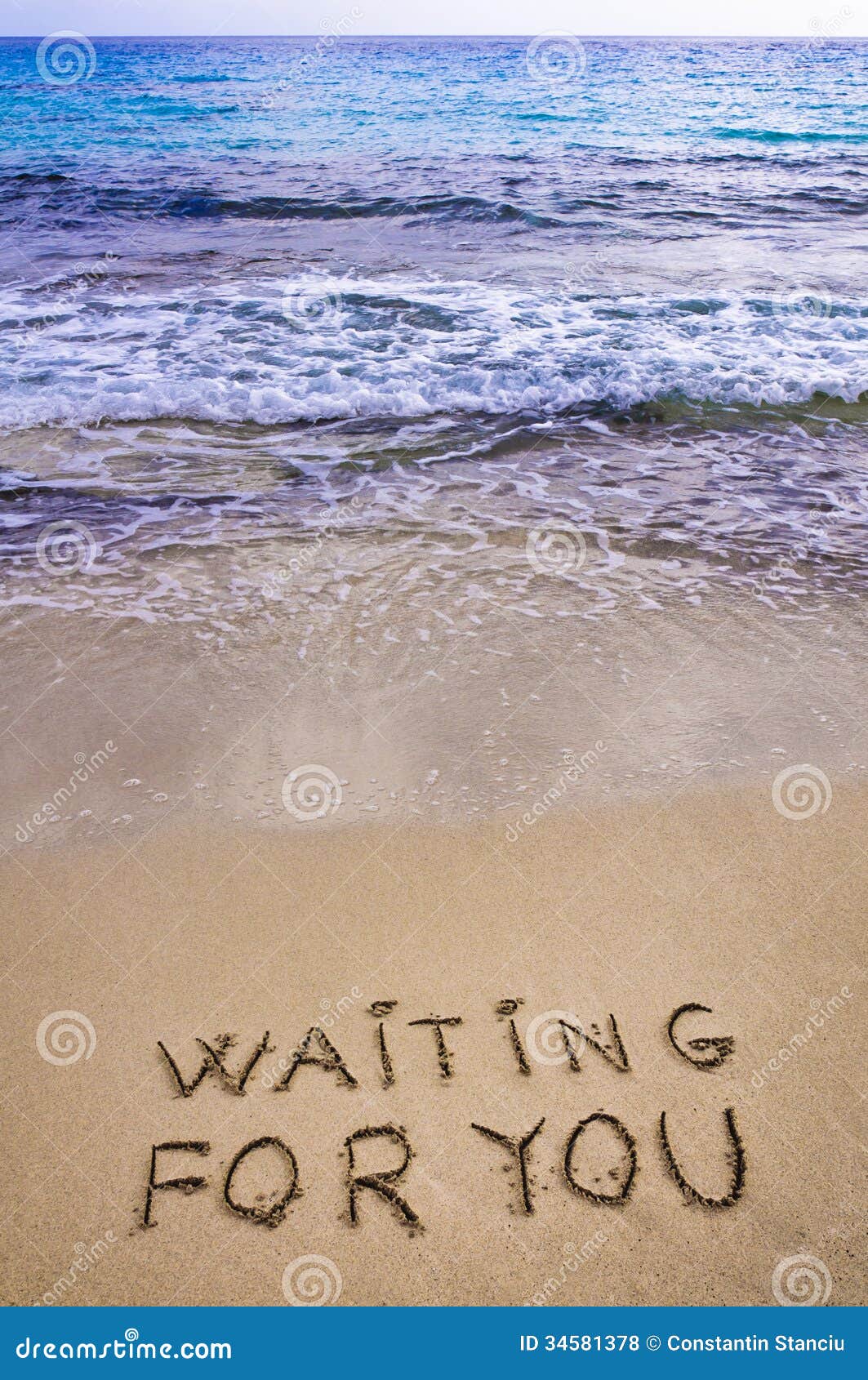 Waiting for You Written in a Sandy Tropical Beach Stock Photo - Image ...