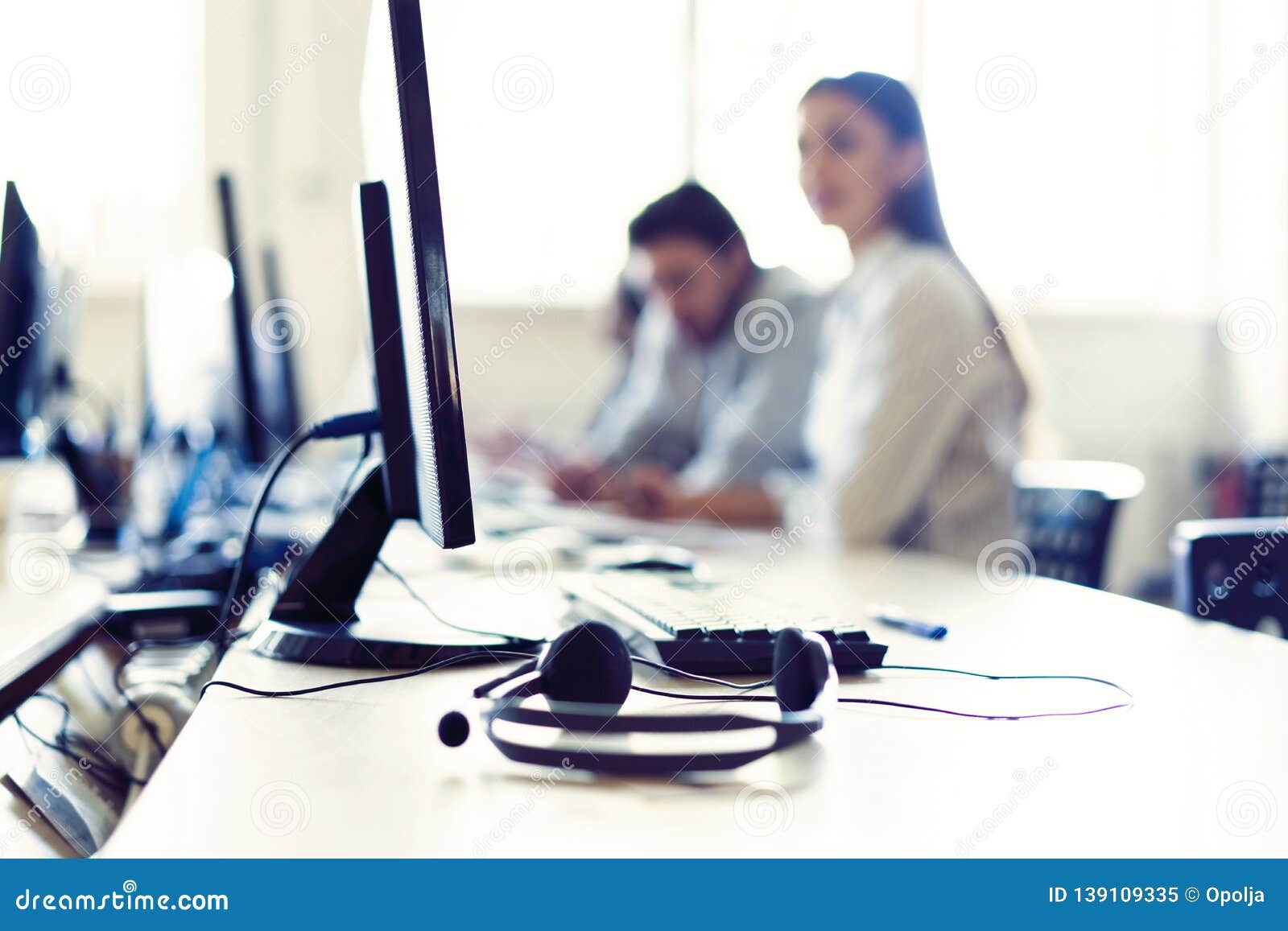 We are Waiting for Your Call. Call Center Workers are Working at Modern ...