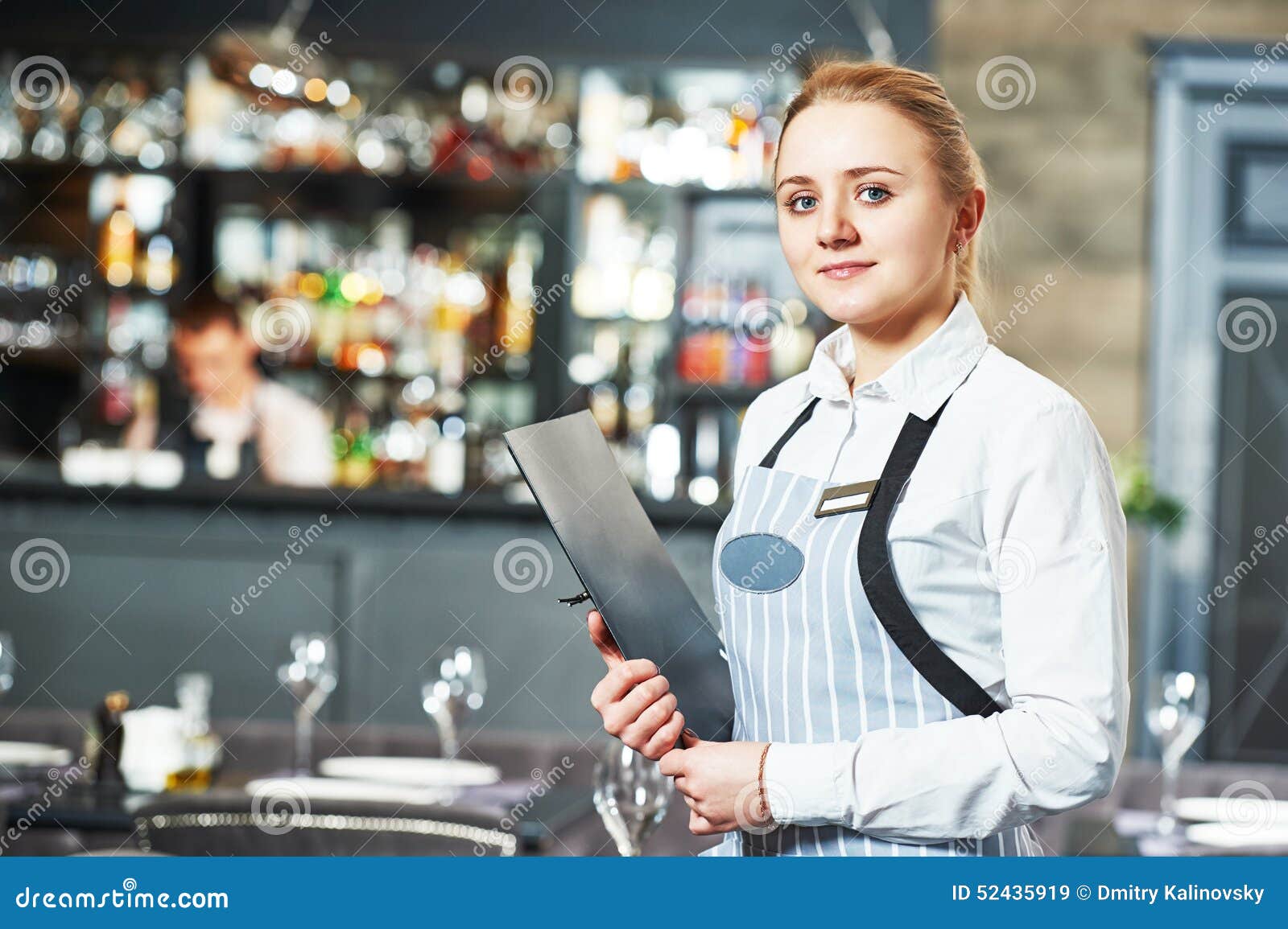 Waitres with menu stock image. Image of order, serving - 52435919