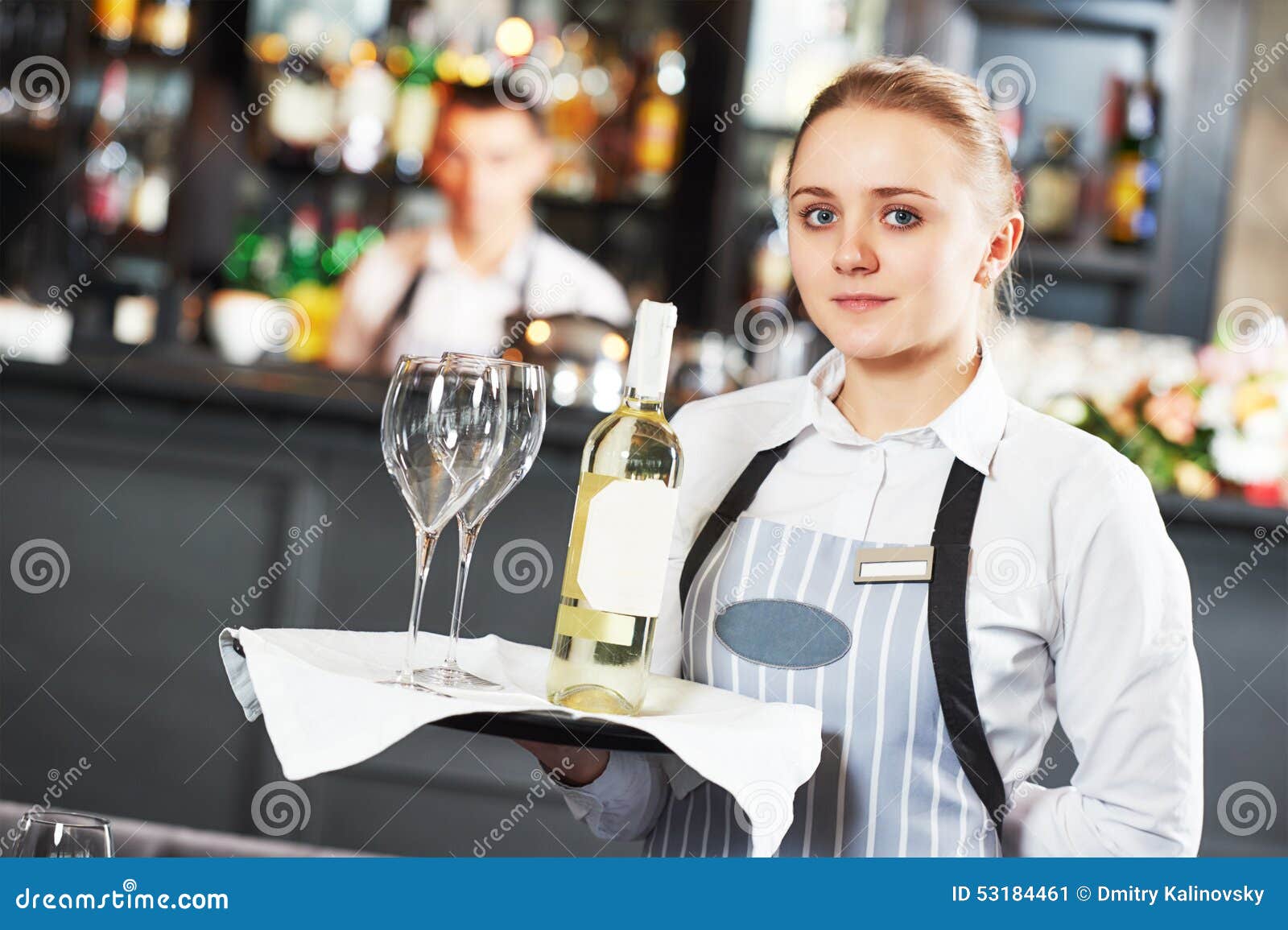Waitres with menu stock image. Image of stuff, serving - 53184461