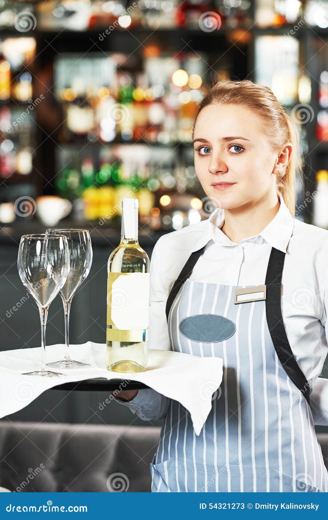 Waitres with menu stock image. Image of female, dish - 54321273