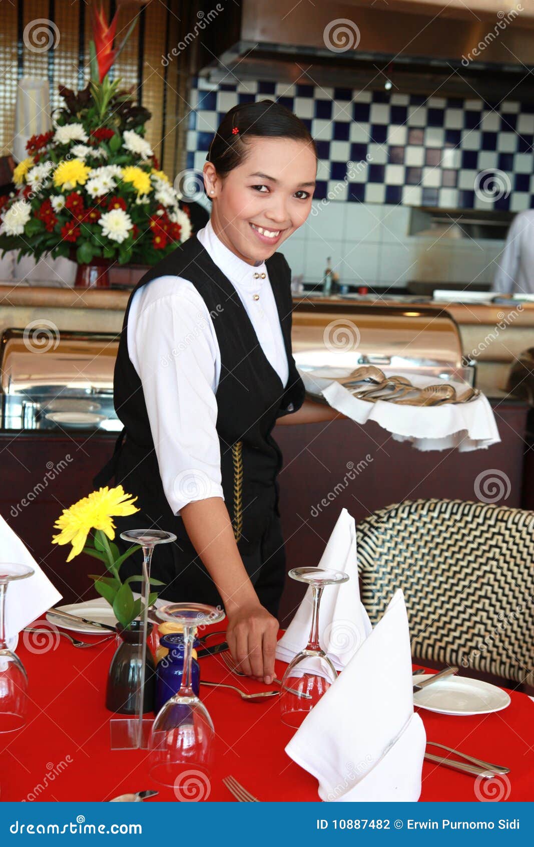 Waitress stock photo. Image of profession, smiling, uniform - 10887482