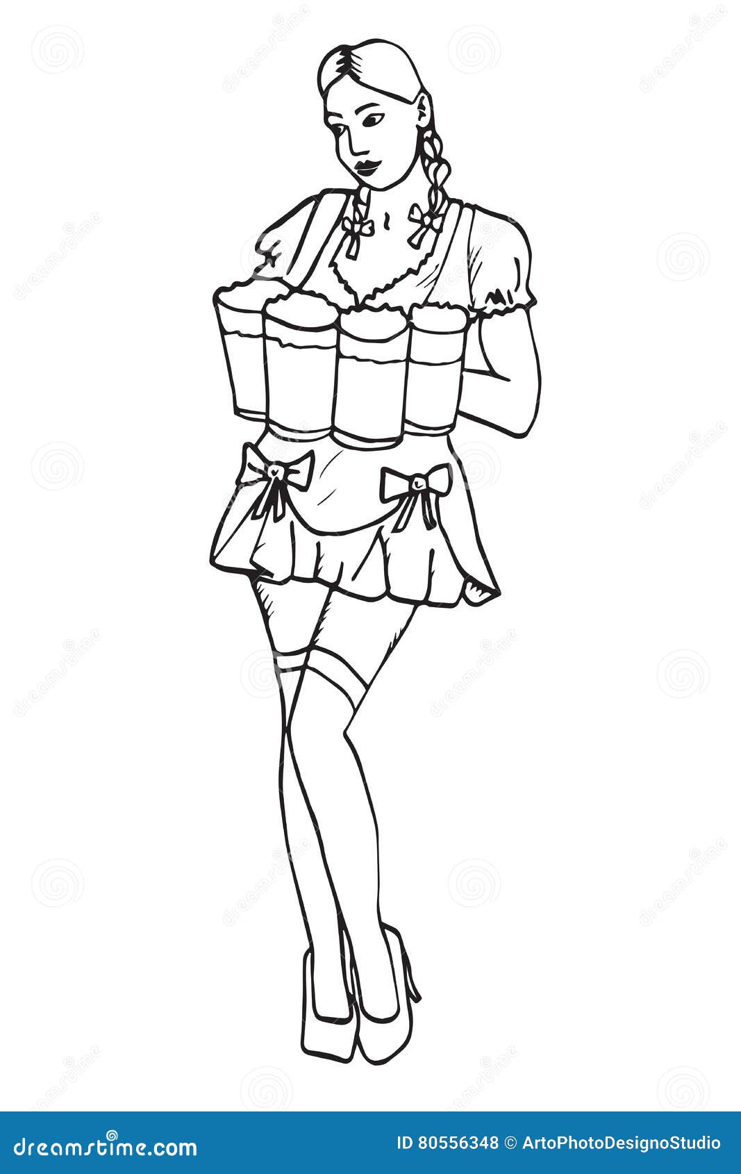 Vector Waitress. Flat Style Colorful Cartoon Illustration ...